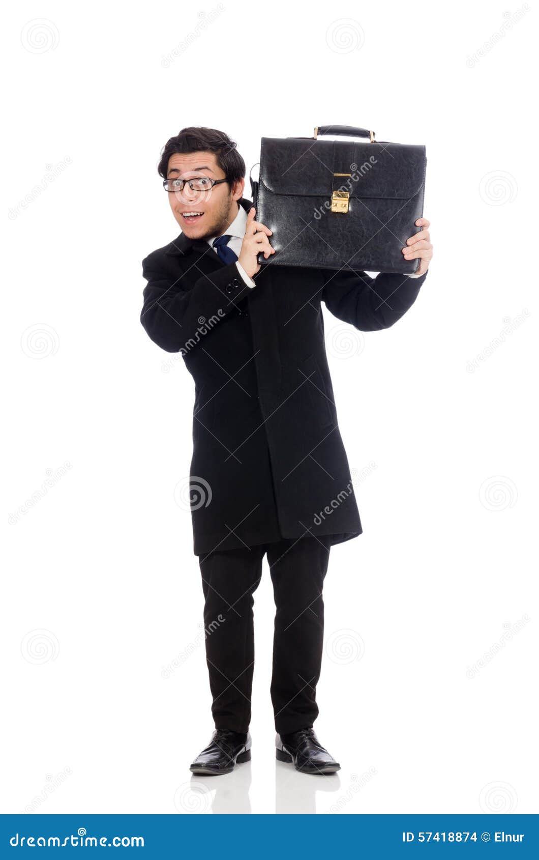 Young Man Holding Suitcase Isolated on the White Stock Photo - Image of ...