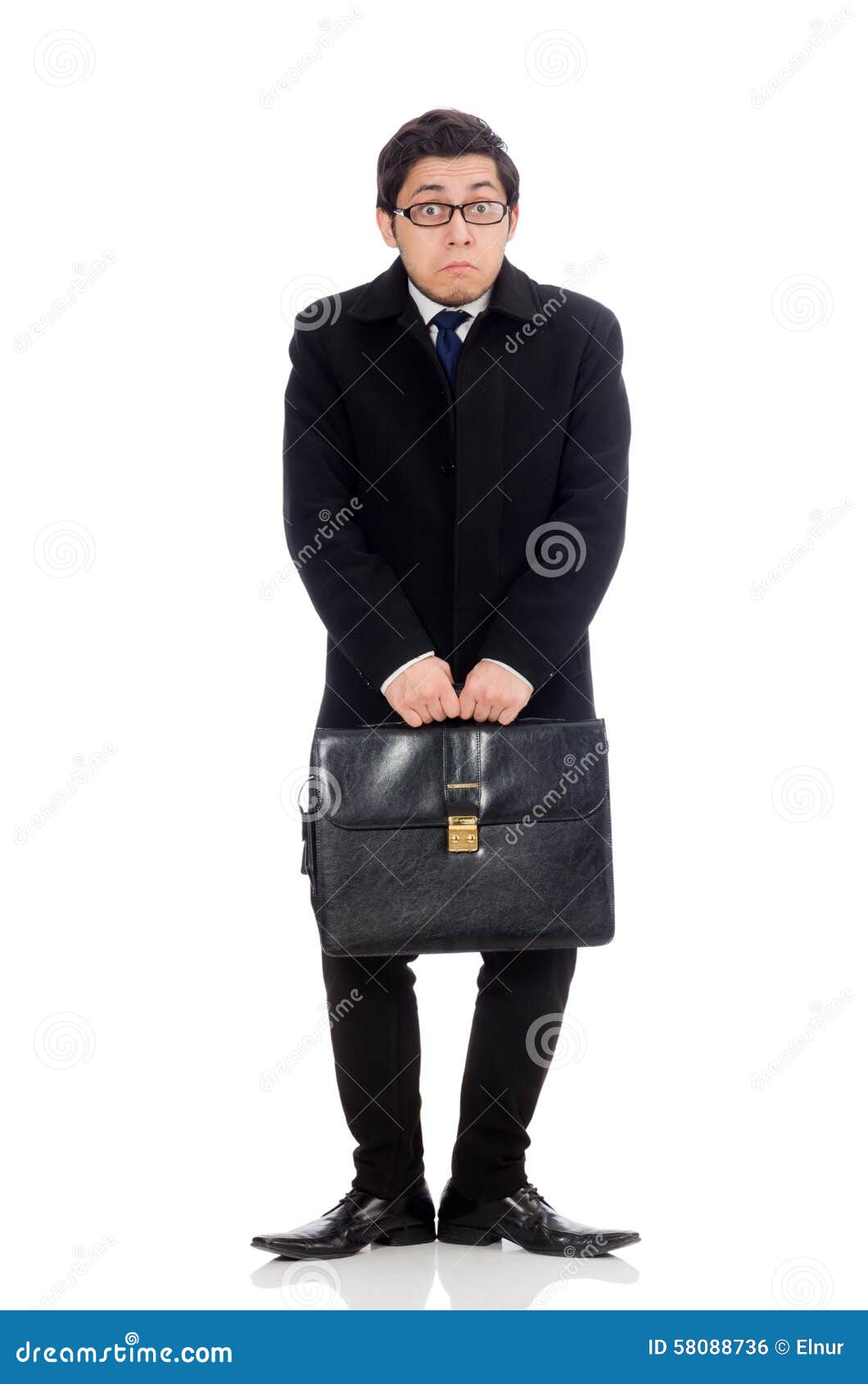 Young Man Holding Suitcase Isolated on White Stock Photo - Image of ...