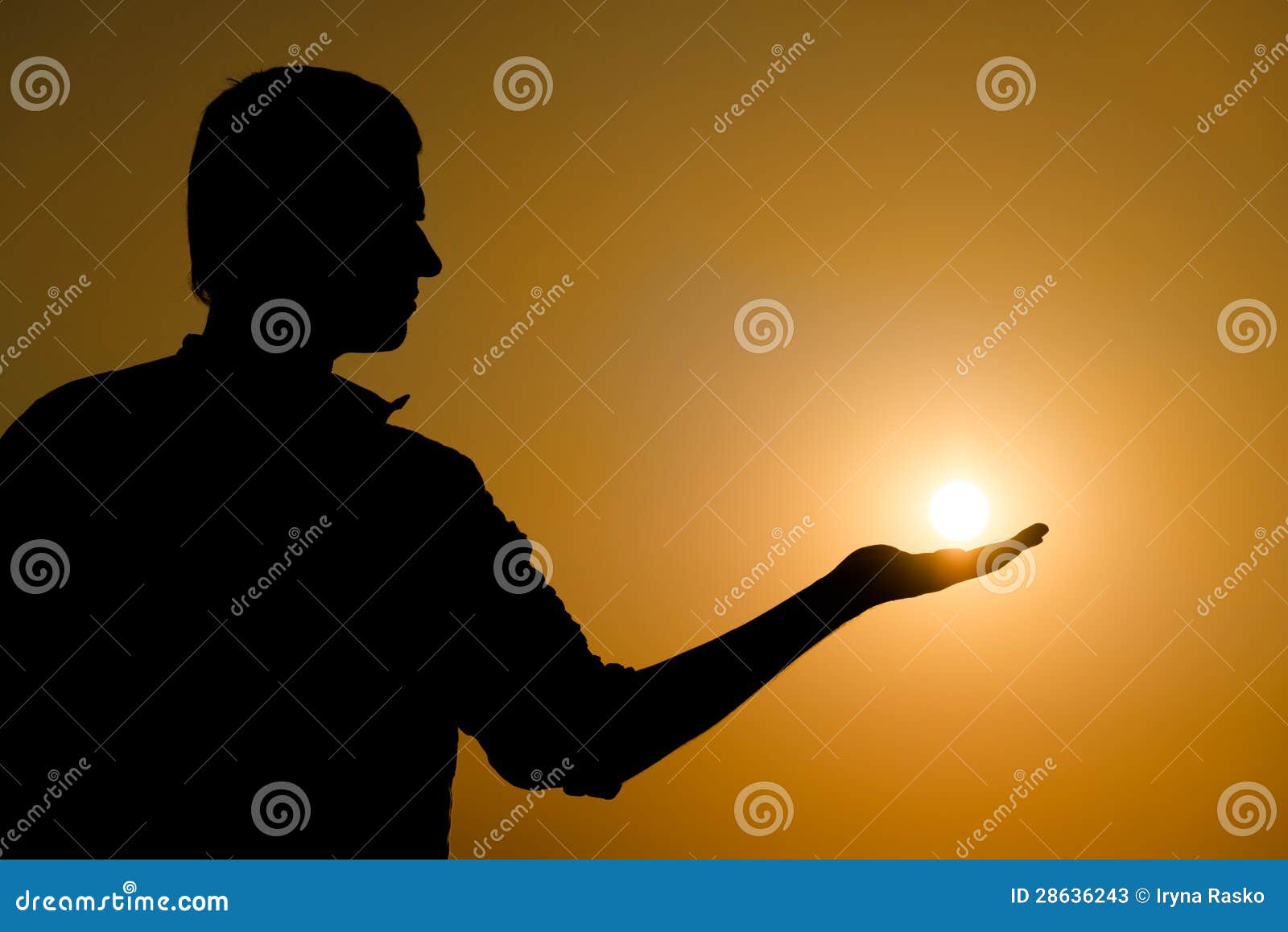 Young Man Holding the Sun on His Hand Stock Image - Image of color ...
