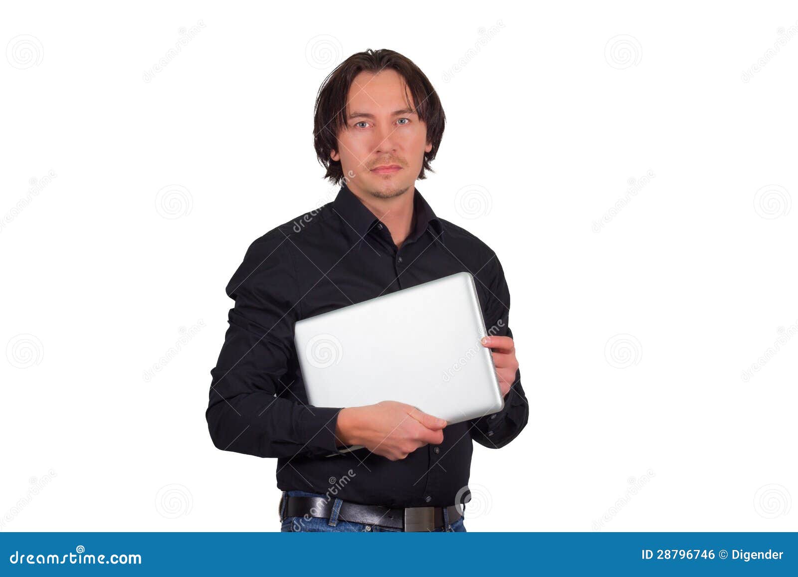 Young man holding a tablet stock photo. Image of connected - 28796746