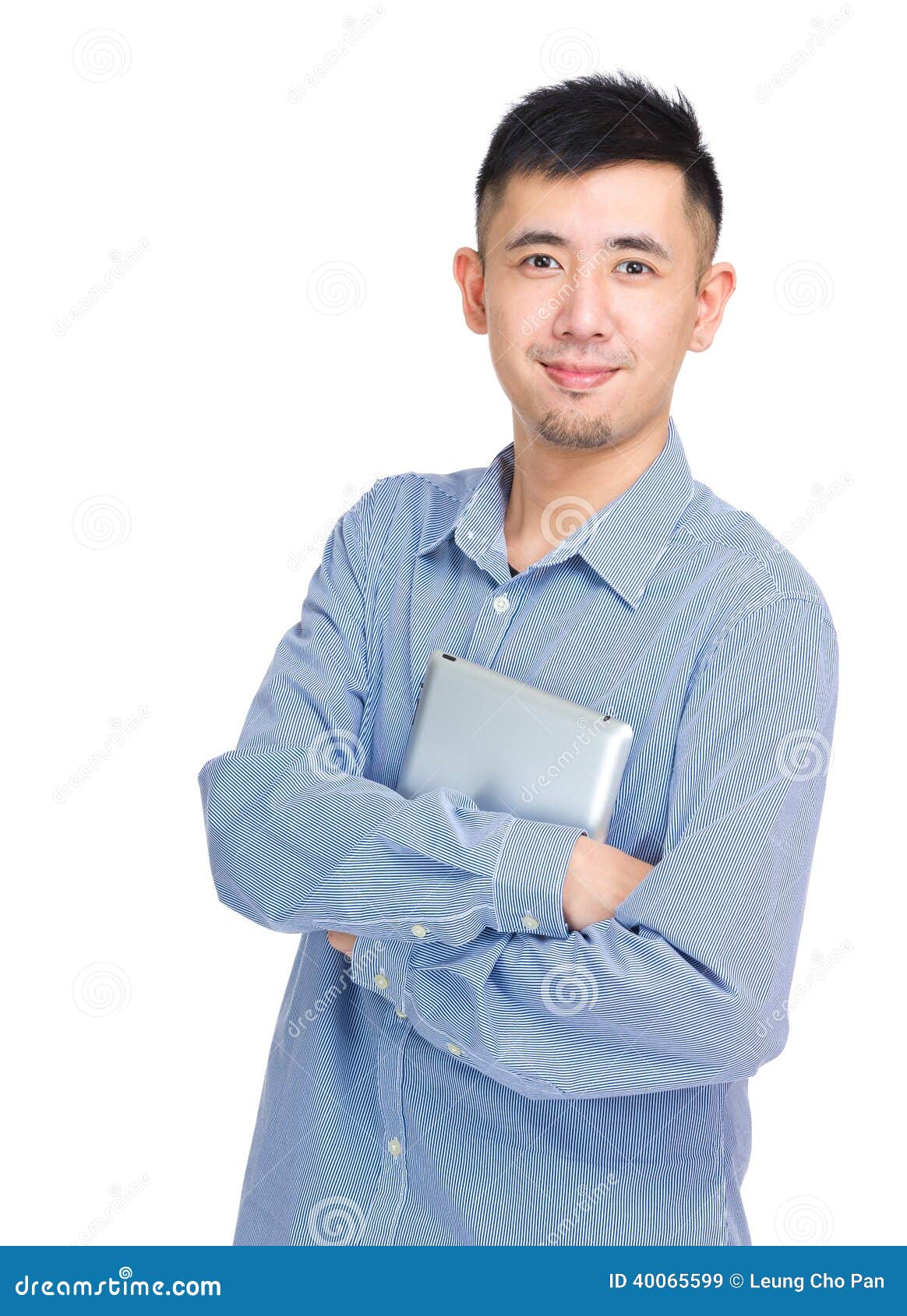 Young man holding tablet stock image. Image of isolated - 40065599