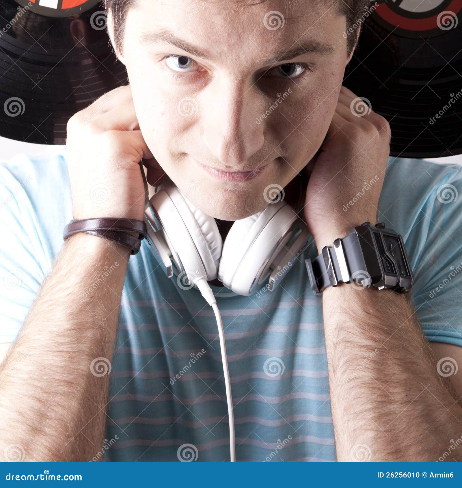 Young Man Holding Two Vinyl LP-s Stock Photo - Image of portrait ...