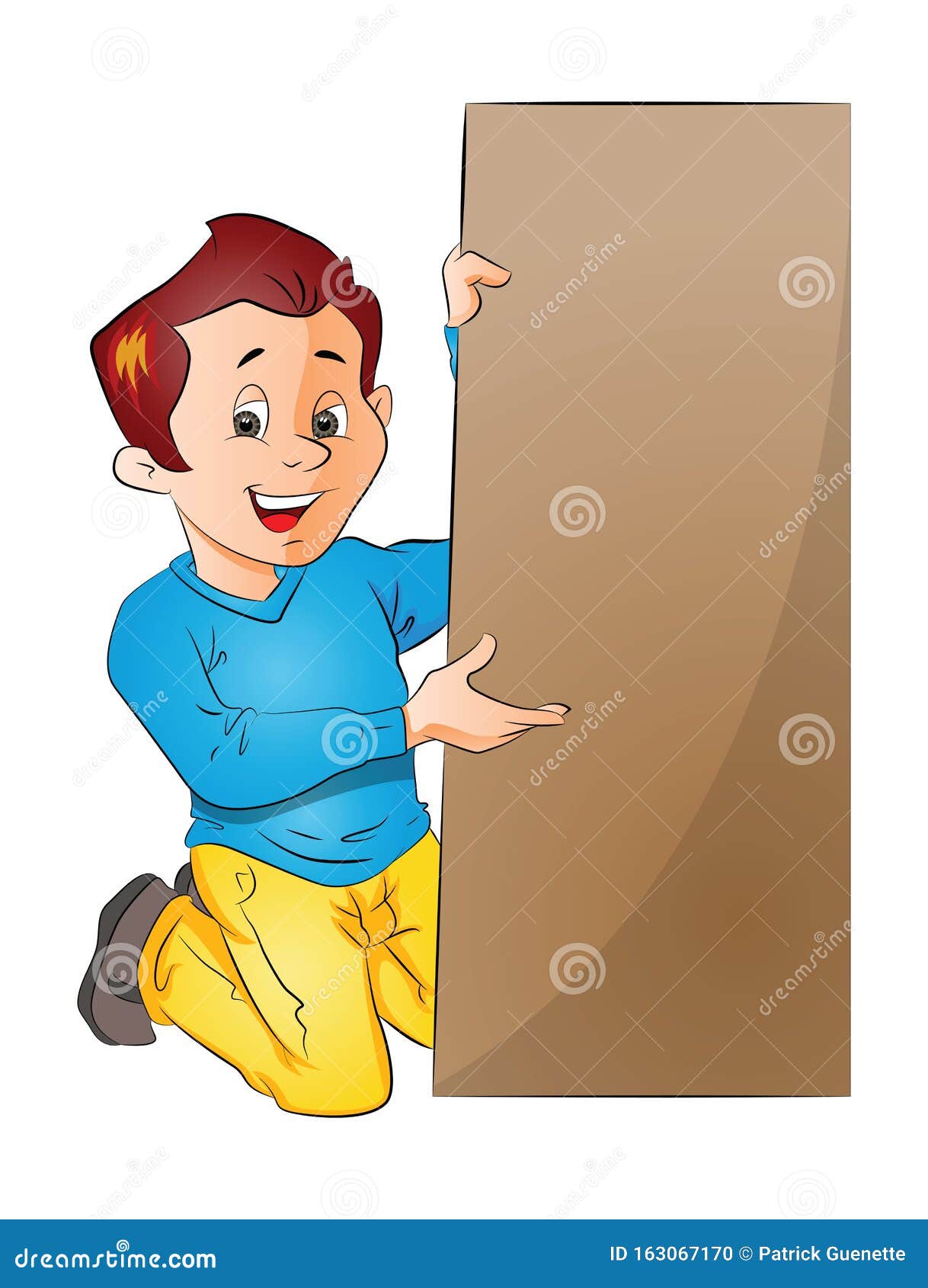 Young Man Holding Up a Board, Illustration Stock Vector - Illustration ...