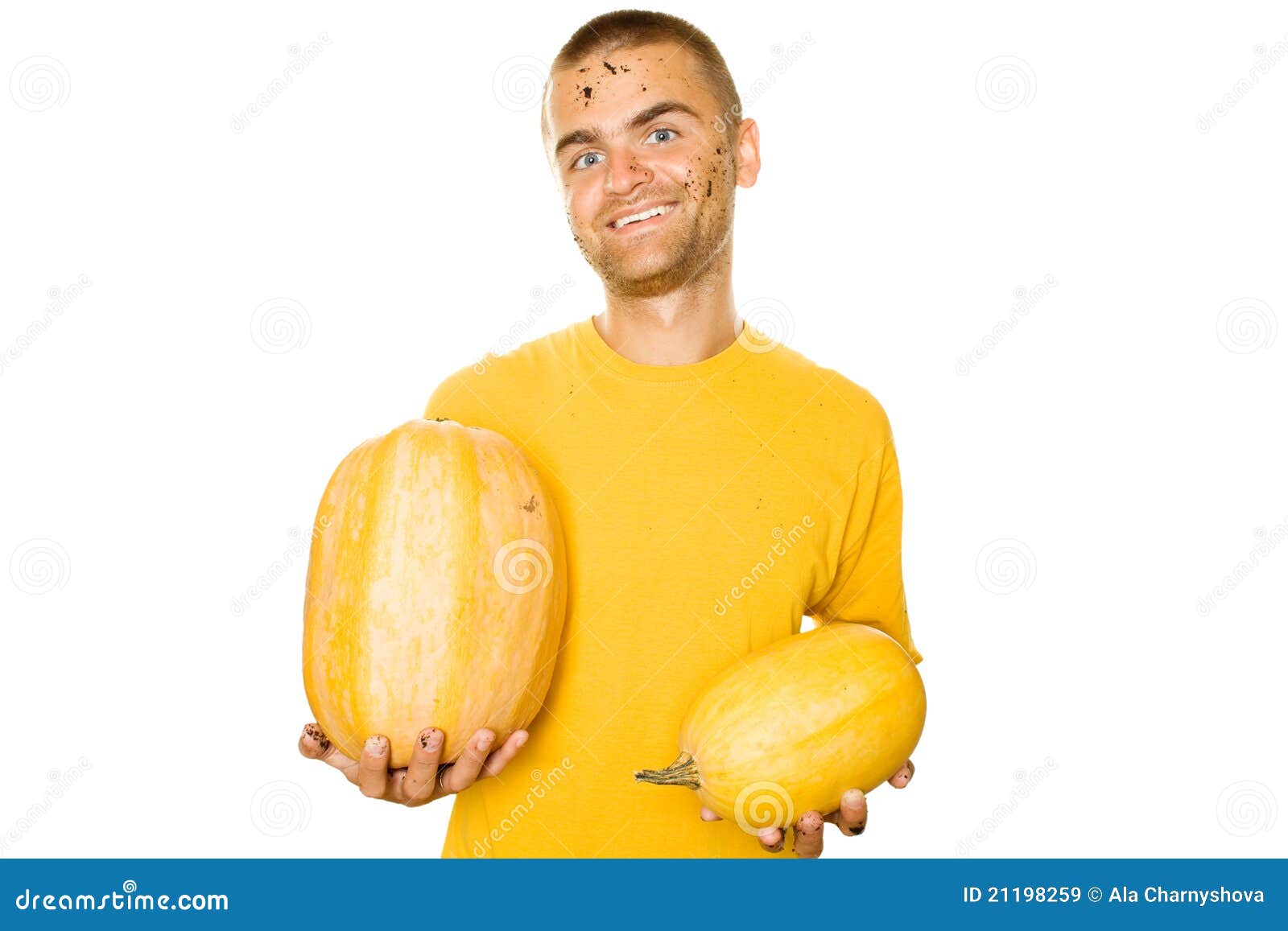 Young Man Holding a Yellow Squash Stock Image - Image of october ...