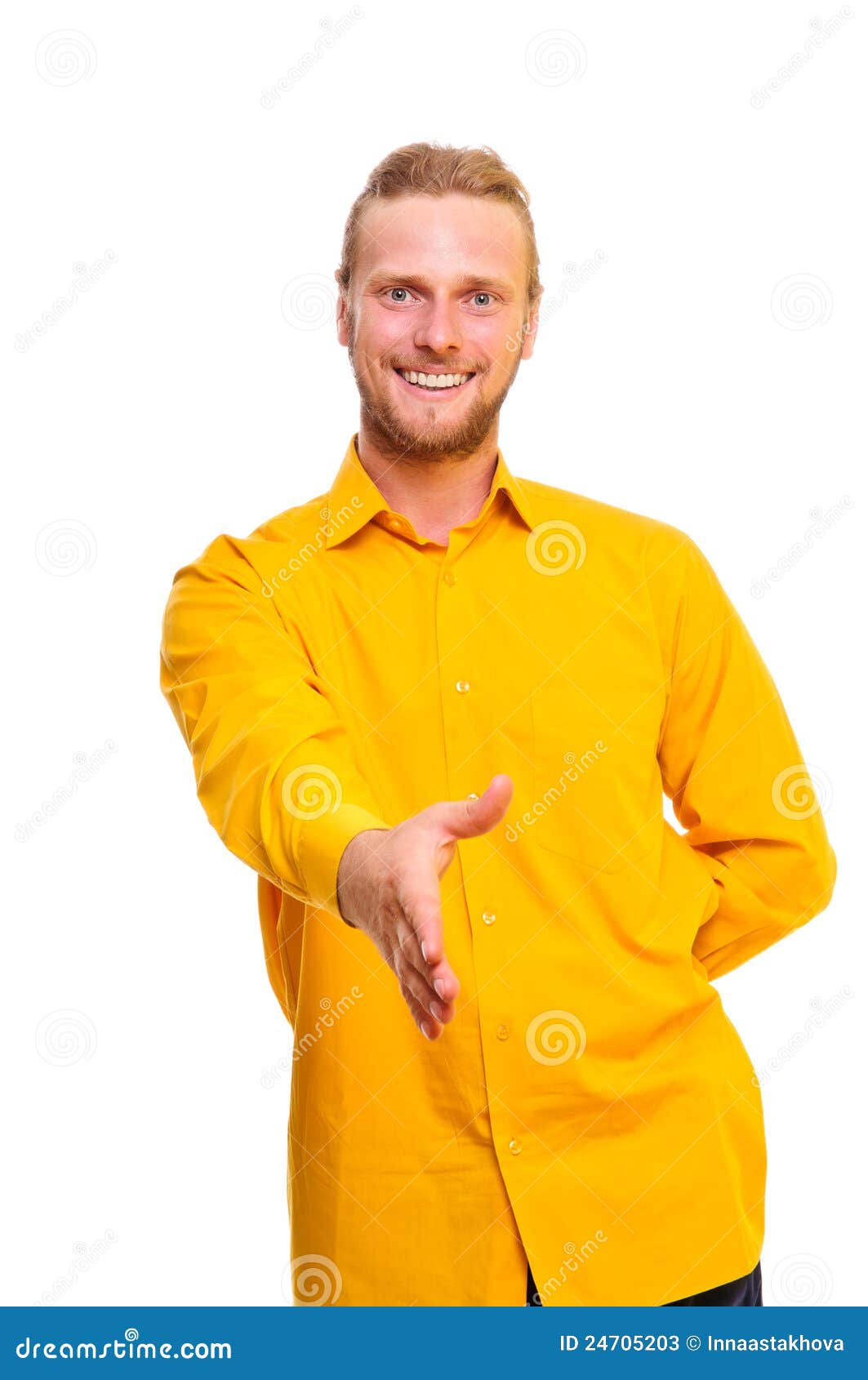 Young Man Holds Out His Hand Stock Image - Image of hand, office: 24705203