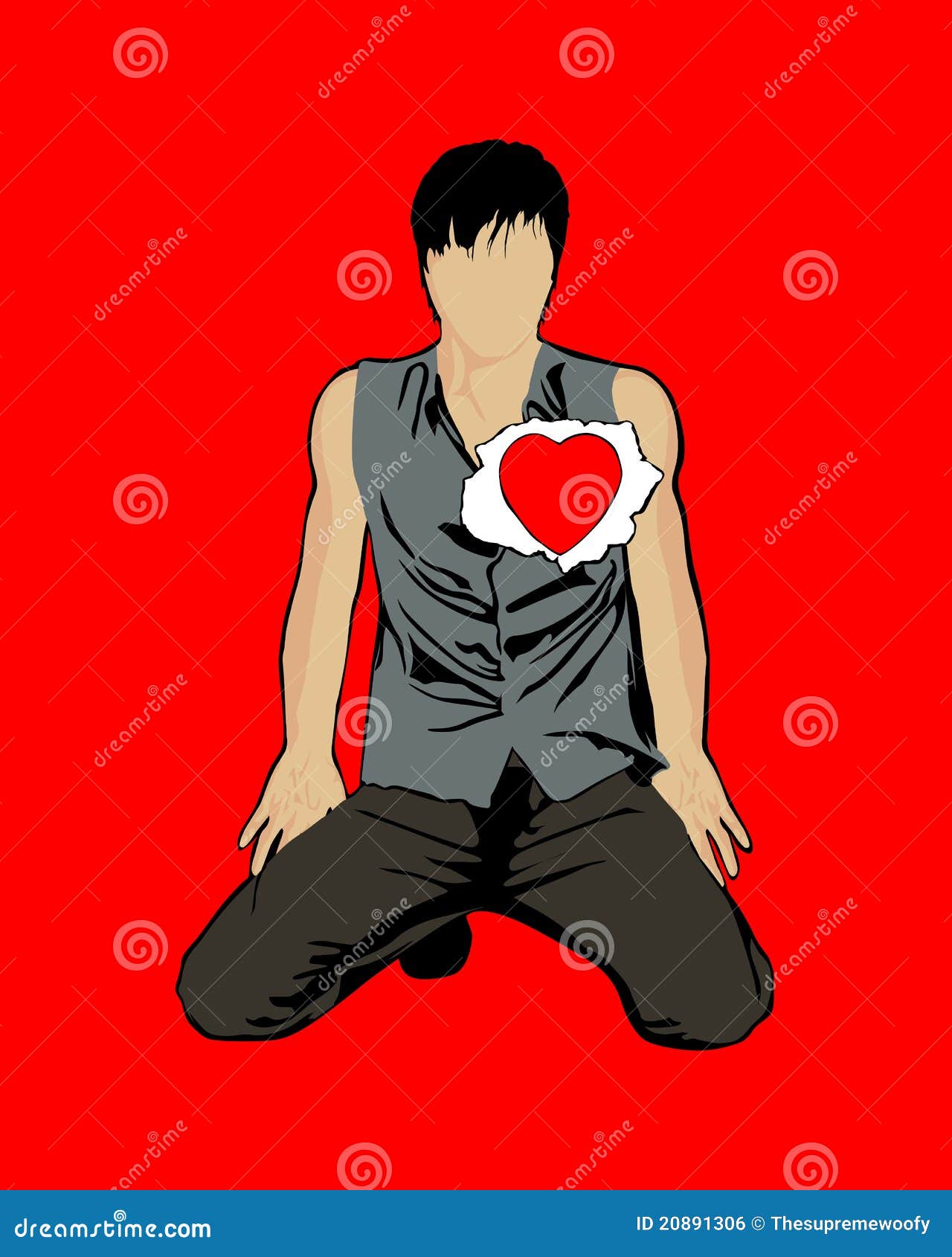 Young Man with a Hole in His Chest. Stock Vector - Illustration of ...