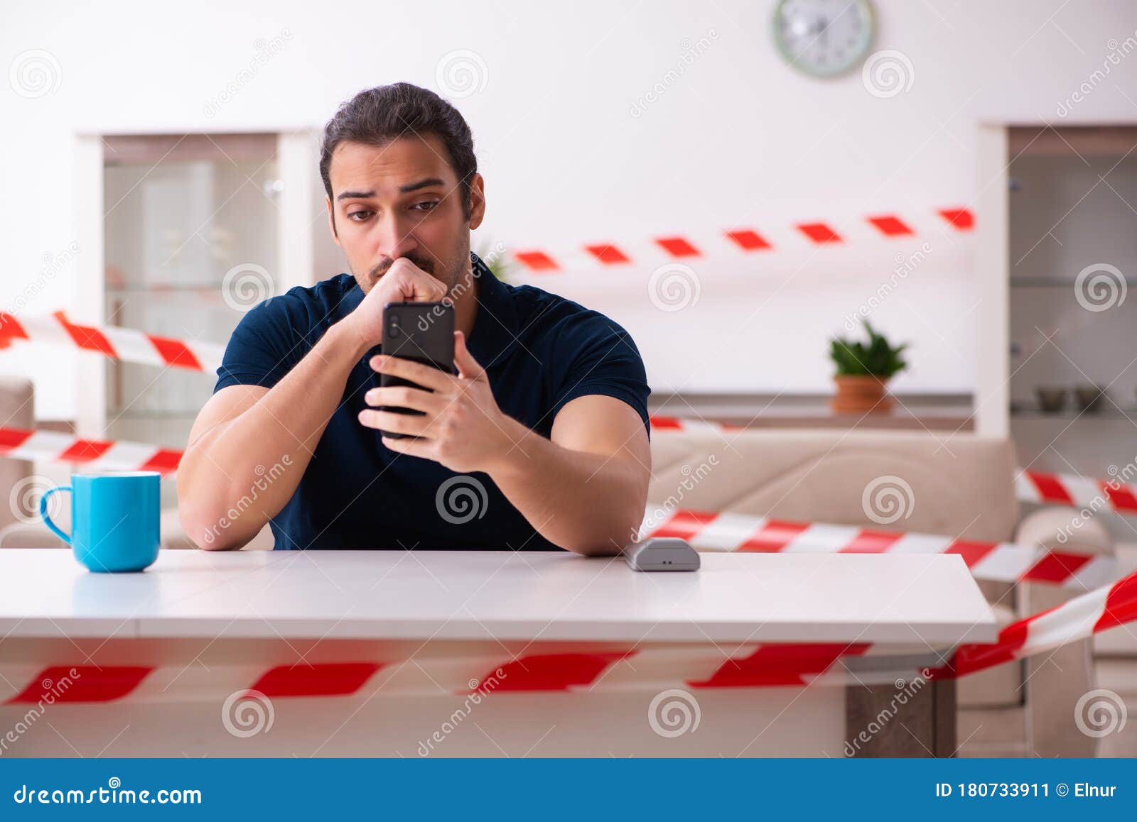 Young Man at Home in Self-isolation Concept Stock Image - Image of ...