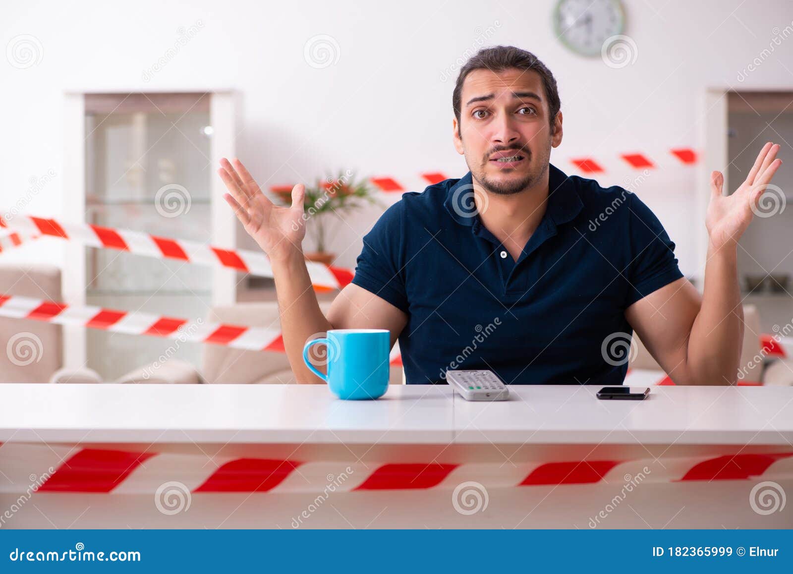 Young Man at Home in Self-isolation Concept Stock Image - Image of ...