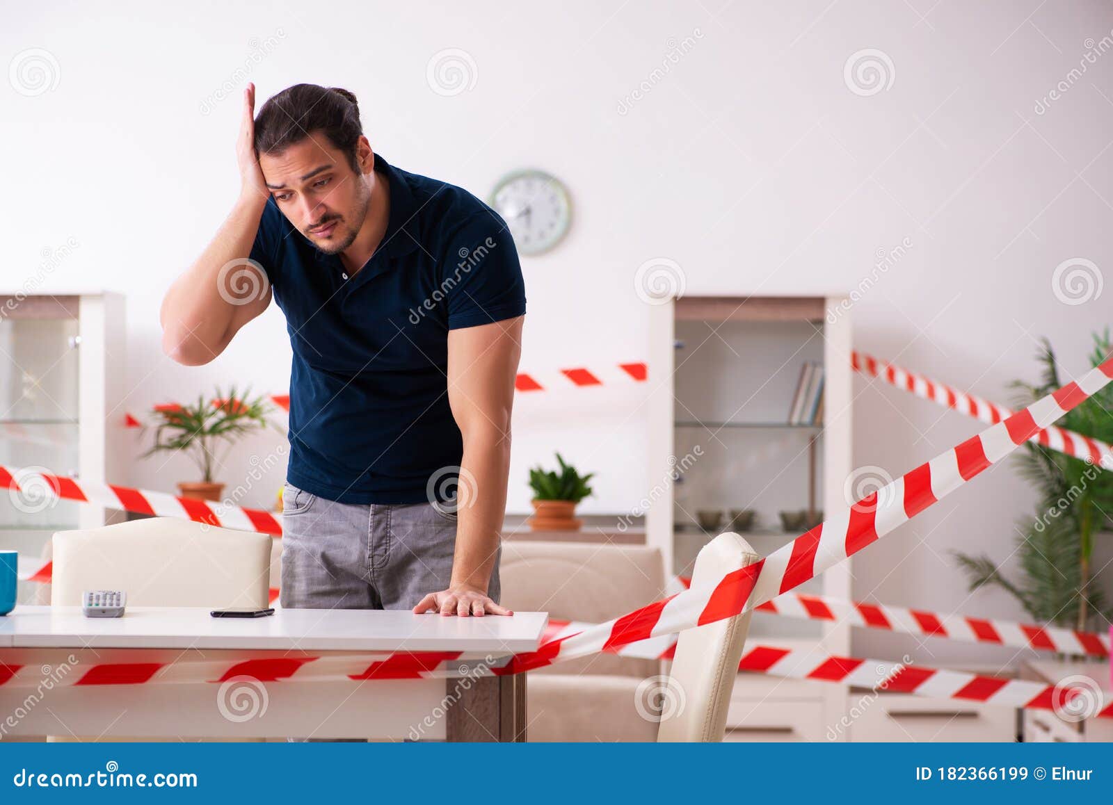 Young Man at Home in Self-isolation Concept Stock Image - Image of germ ...