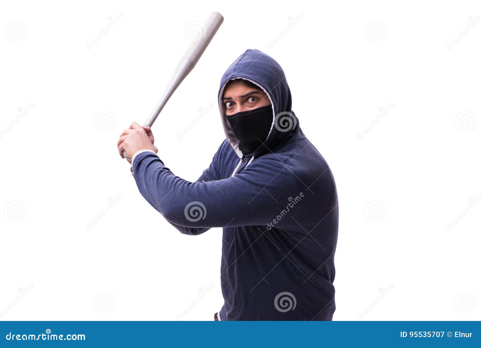 The Young Man Hooligan with Baseball Bat Isolated on White Stock Image ...
