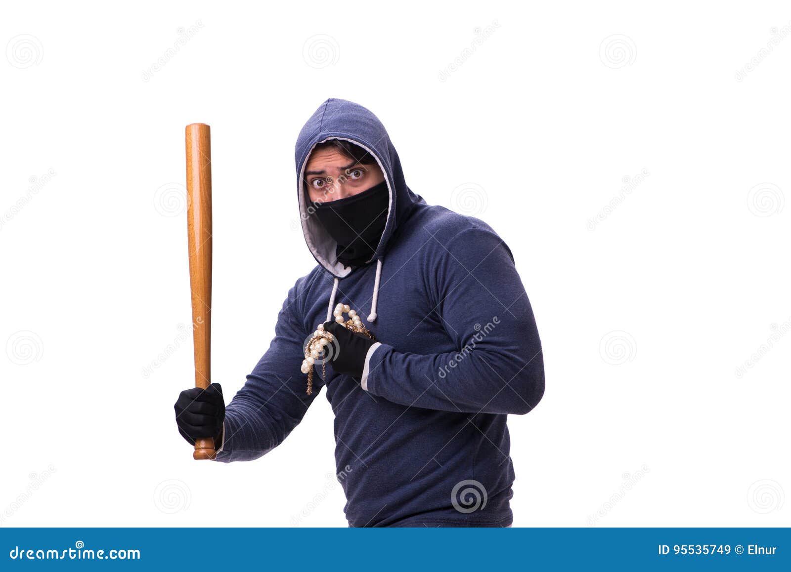 The Young Man Hooligan with Baseball Bat Isolated on White Stock Image ...