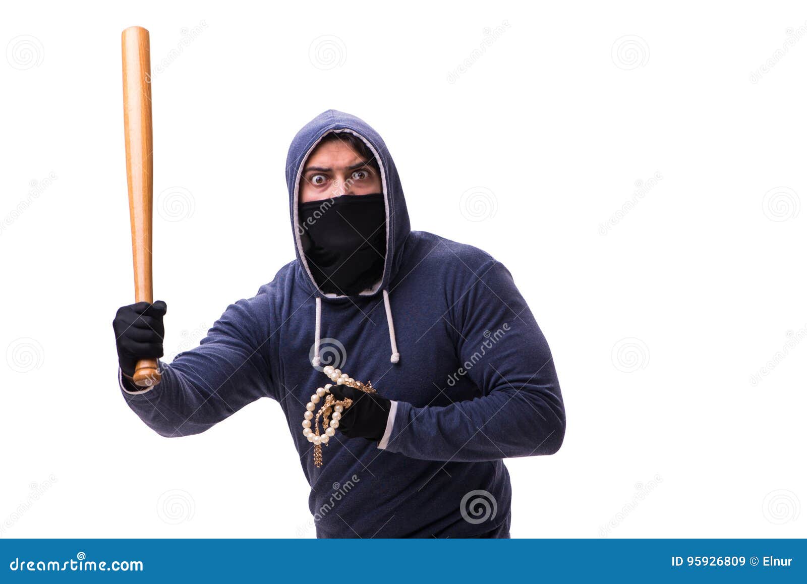 The Young Man Hooligan with Baseball Bat Isolated on White Stock Image ...
