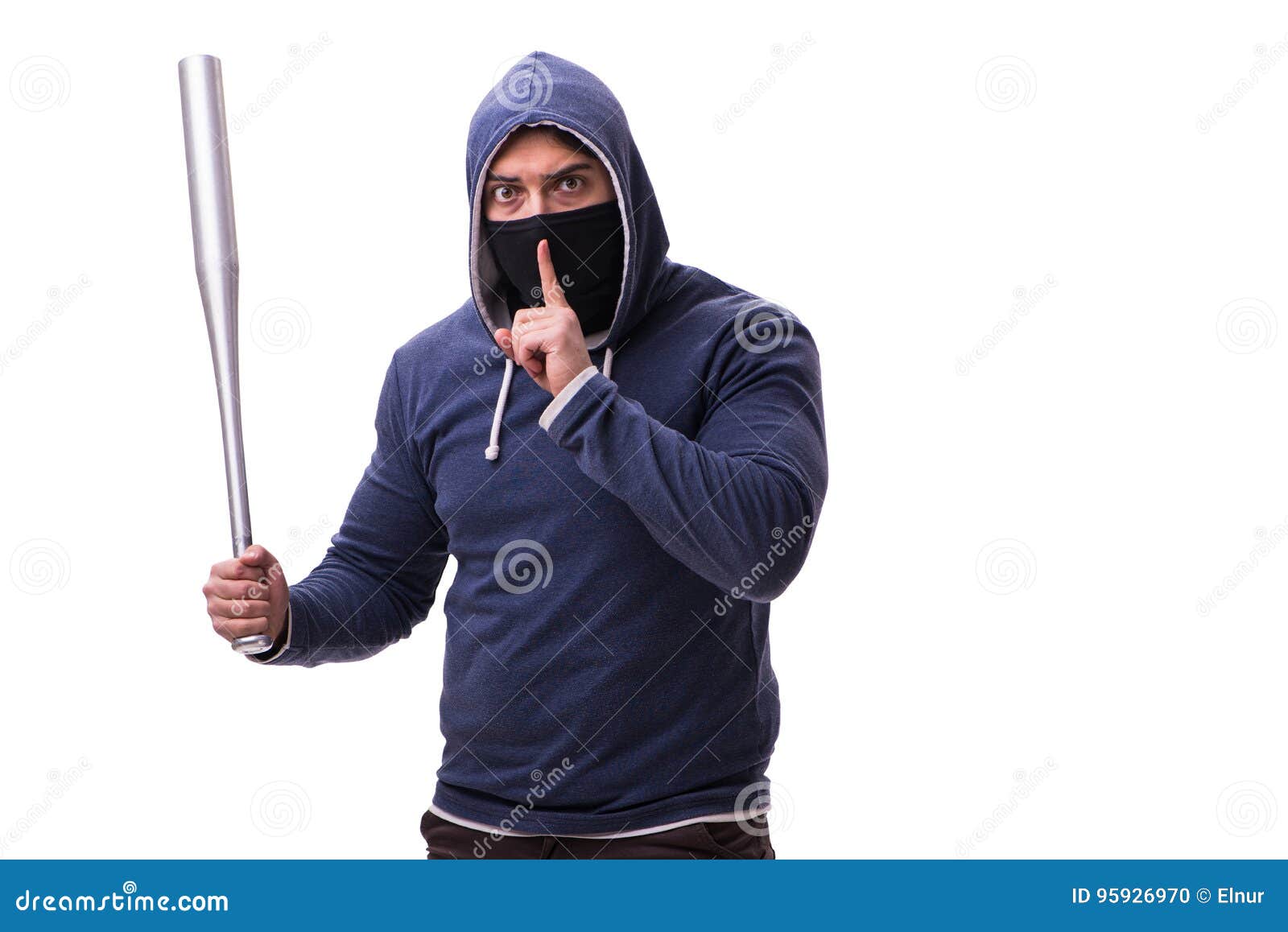The Young Man Hooligan with Baseball Bat Isolated on White Stock Photo ...