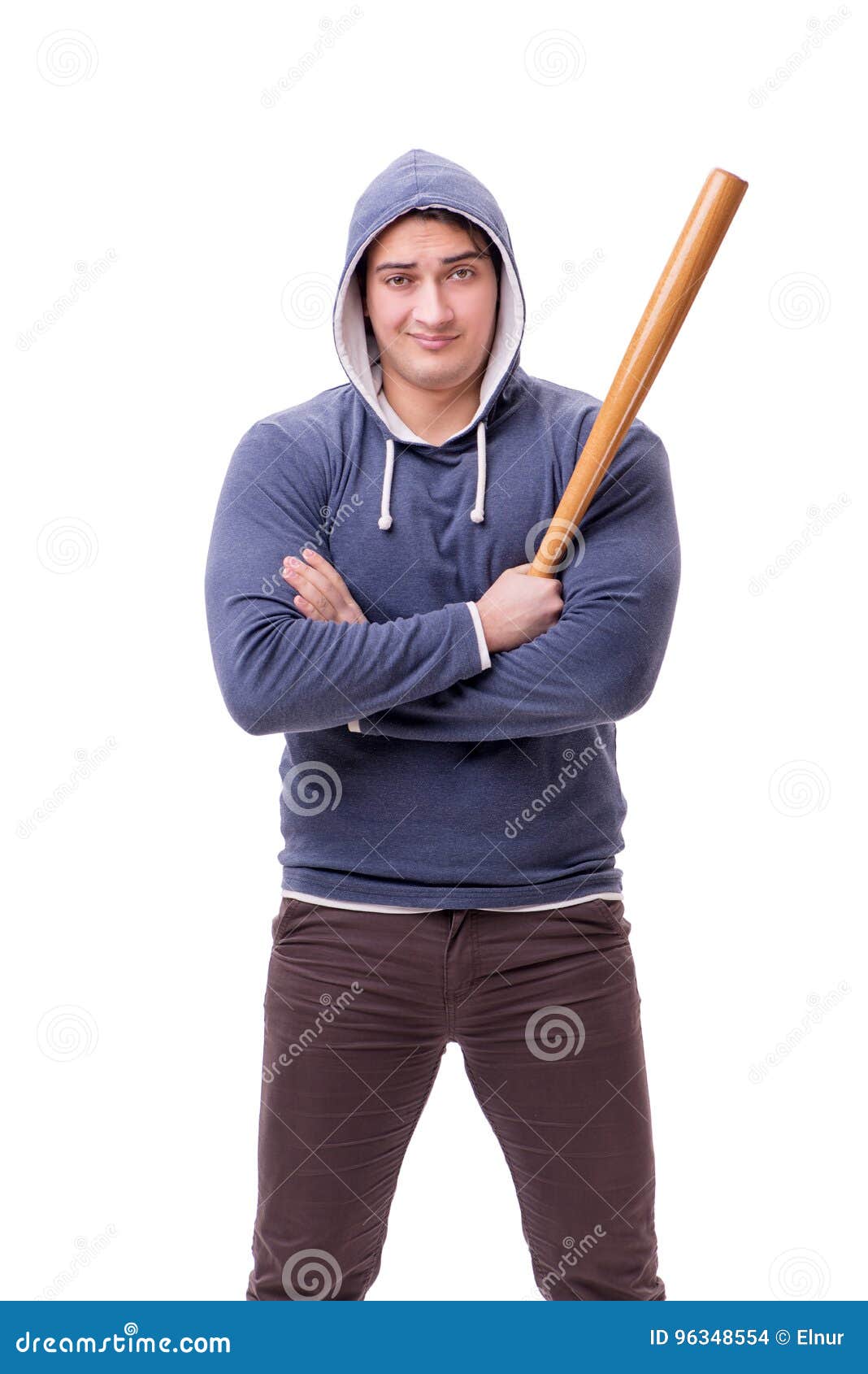 The Young Man Hooligan with Baseball Bat Isolated on White Stock Photo ...