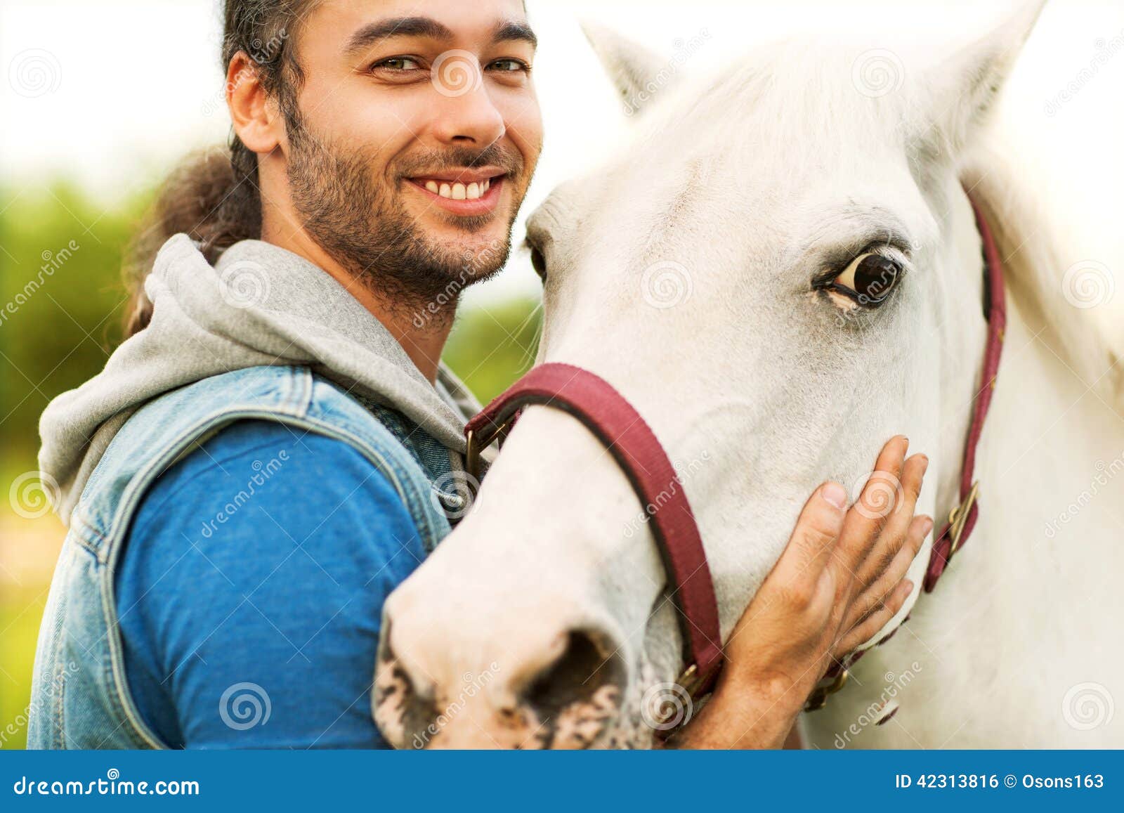 Young man with a horse stock photo. Image of equitation - 42313816
