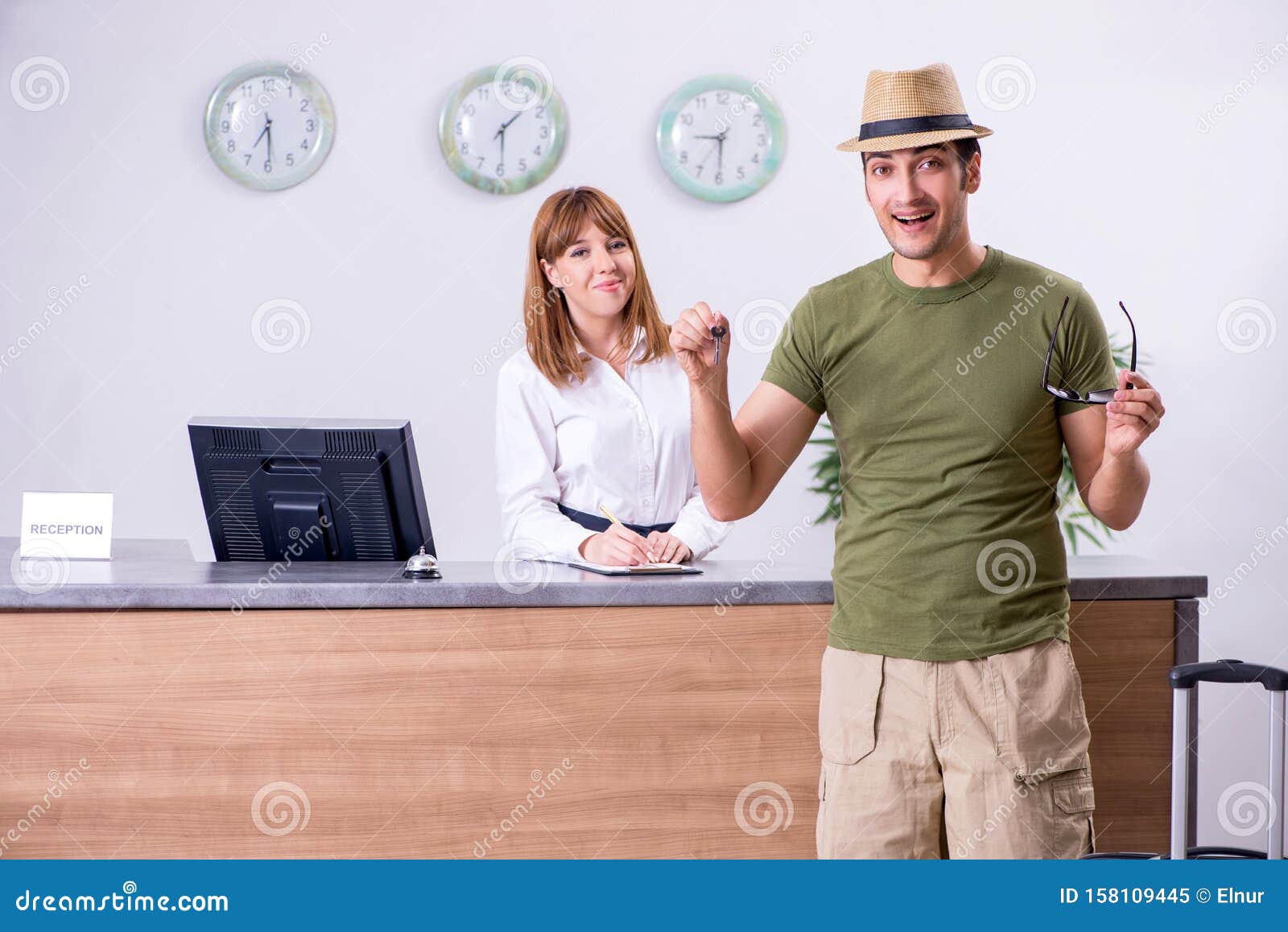 Young Man at the Hotel Reception Stock Image - Image of assistance ...