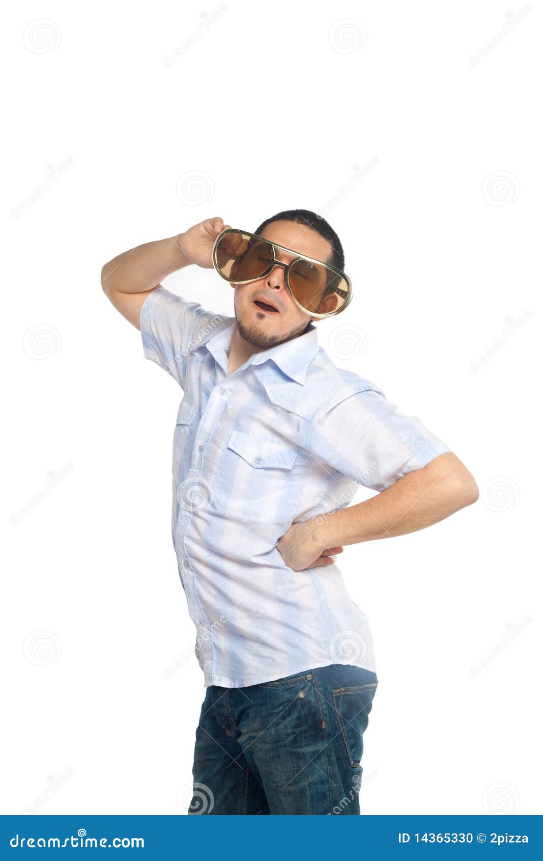 Young Man in Huge Glasses Plays the Fool Stock Photo - Image of play ...