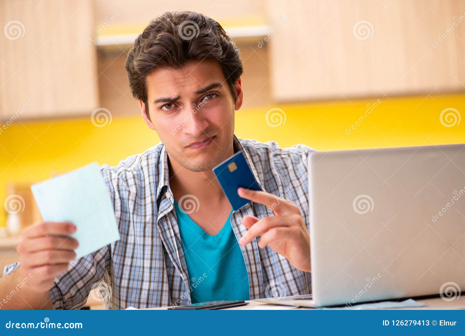 The Young Man Husband in Budget Planning Concept Stock Image - Image of ...