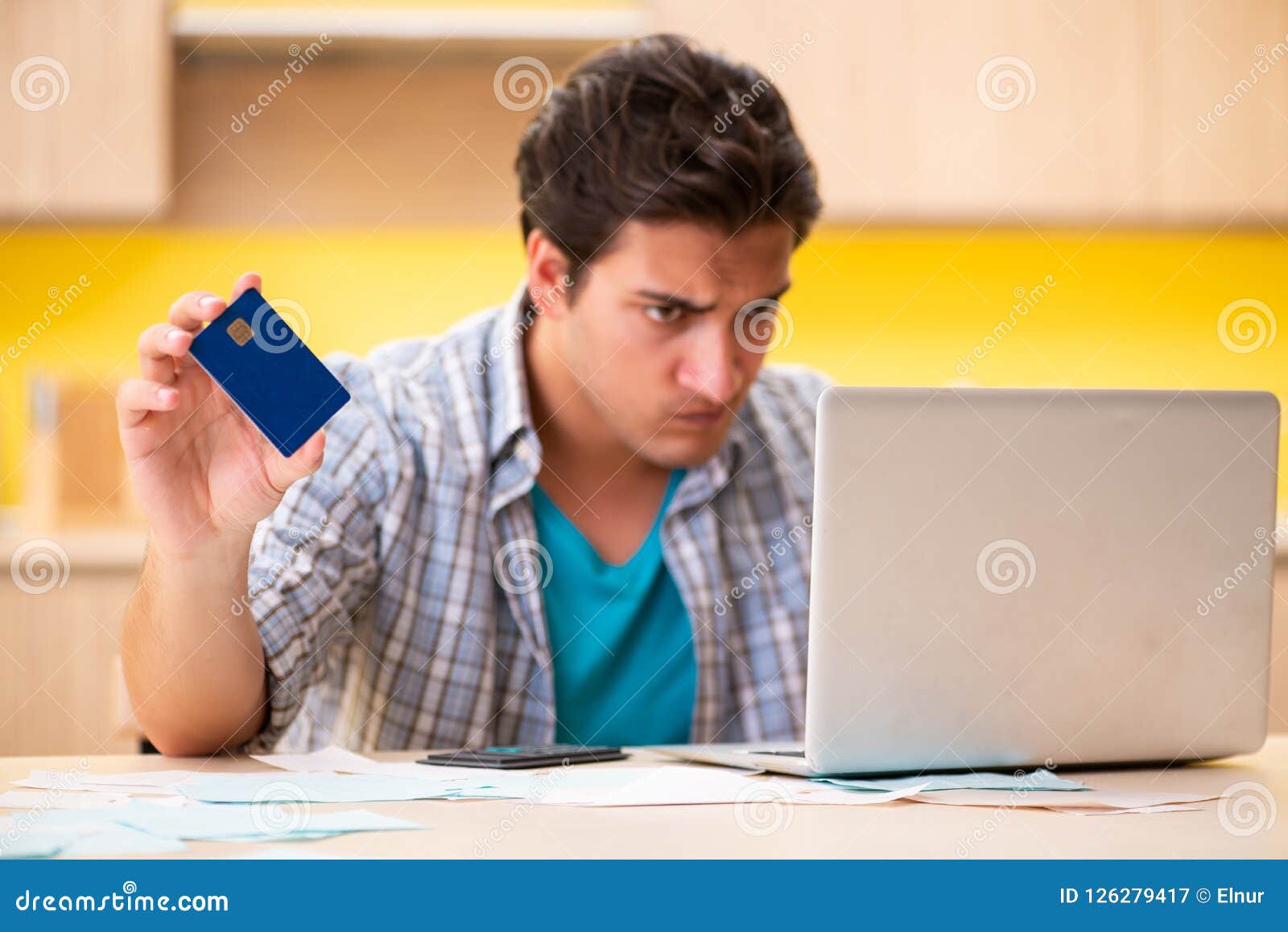 The Young Man Husband in Budget Planning Concept Stock Image - Image of ...