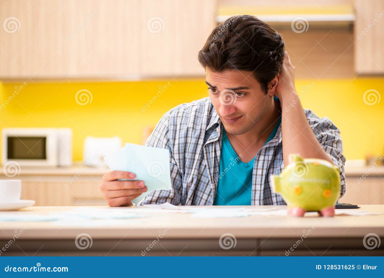 The Young Man Husband in Budget Planning Concept Stock Image - Image of ...