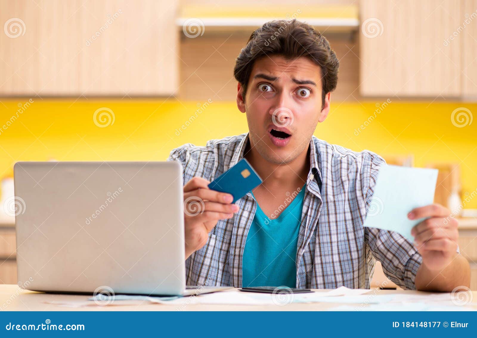 Young Man Husband in Budget Planning Concept Stock Image - Image of ...