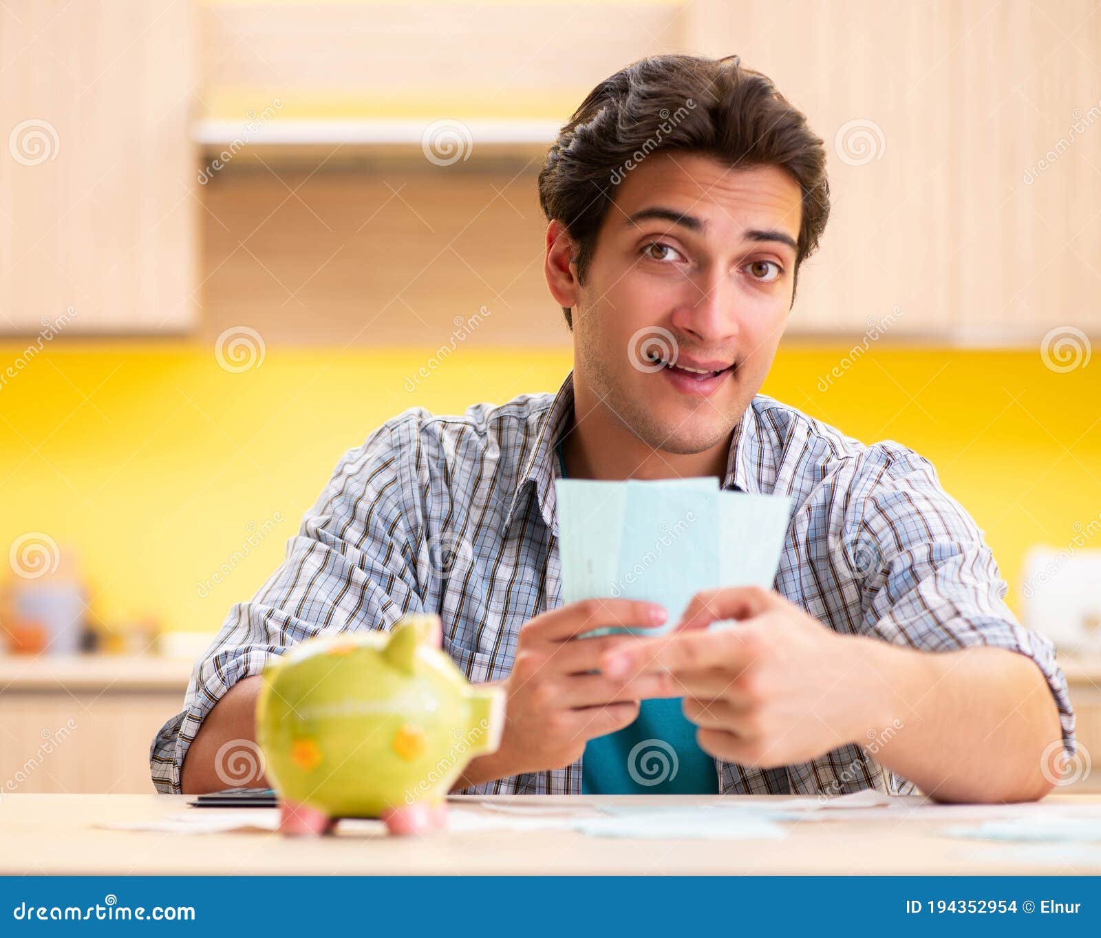 Young Man Husband in Budget Planning Concept Stock Photo - Image of ...