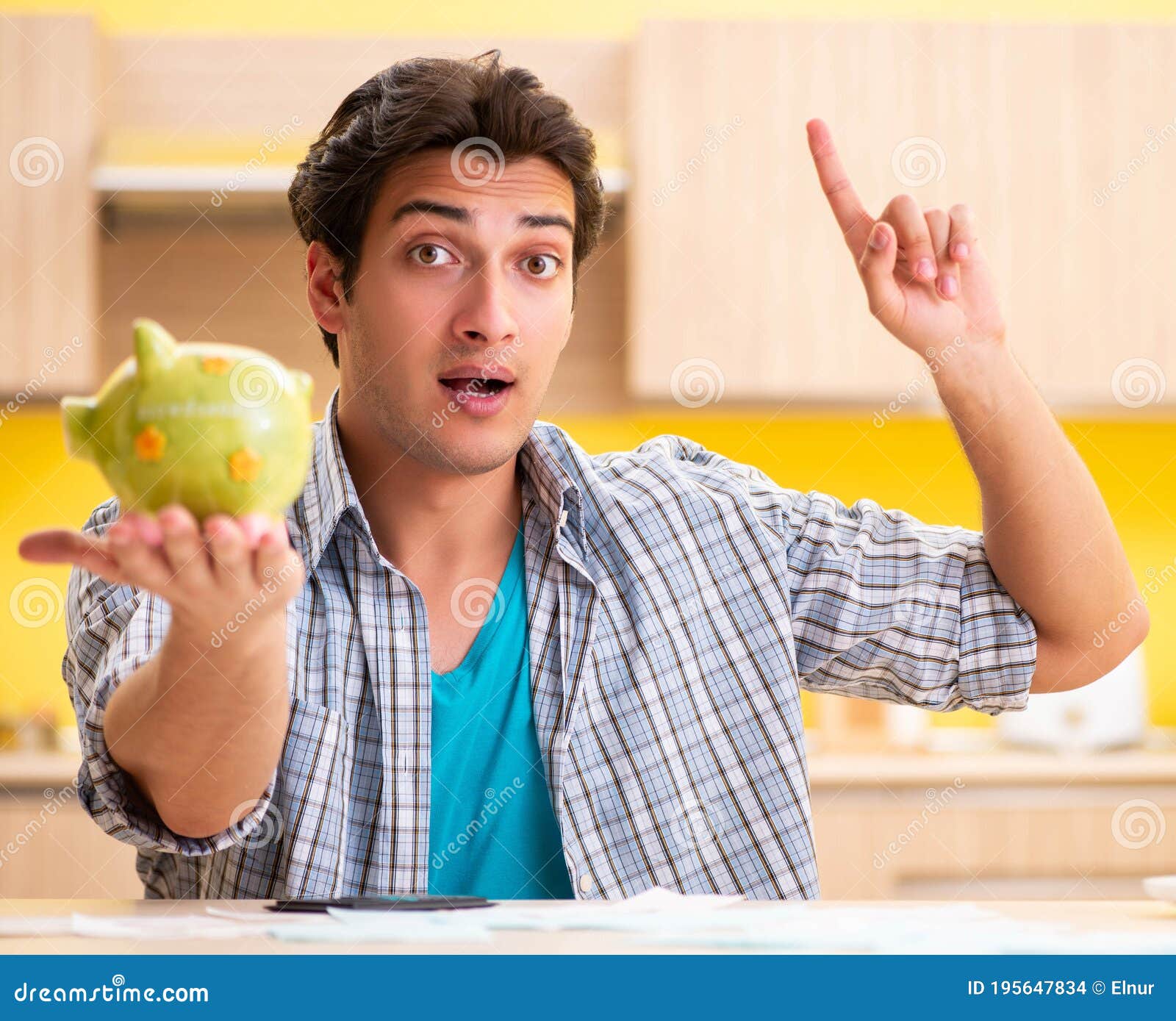 Young Man Husband in Budget Planning Concept Stock Photo - Image of ...