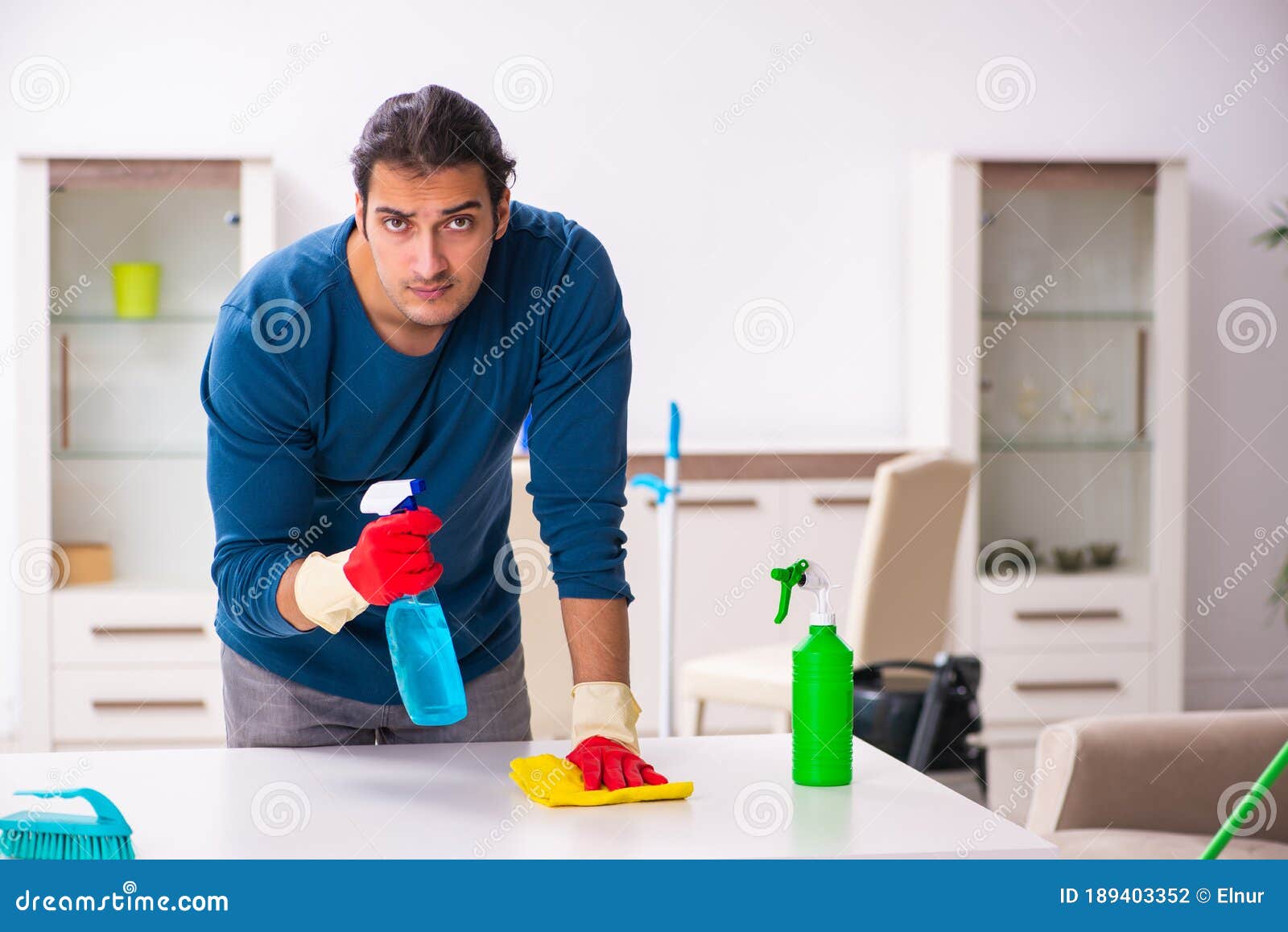 Young Man Husband Doing Housework at Home Stock Photo - Image of ...
