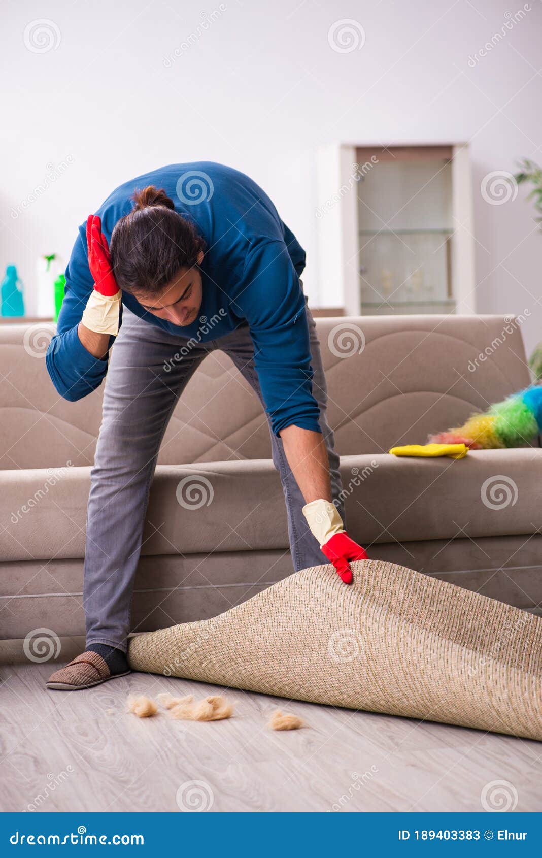 Young Man Husband Doing Housework at Home Stock Image - Image of ...