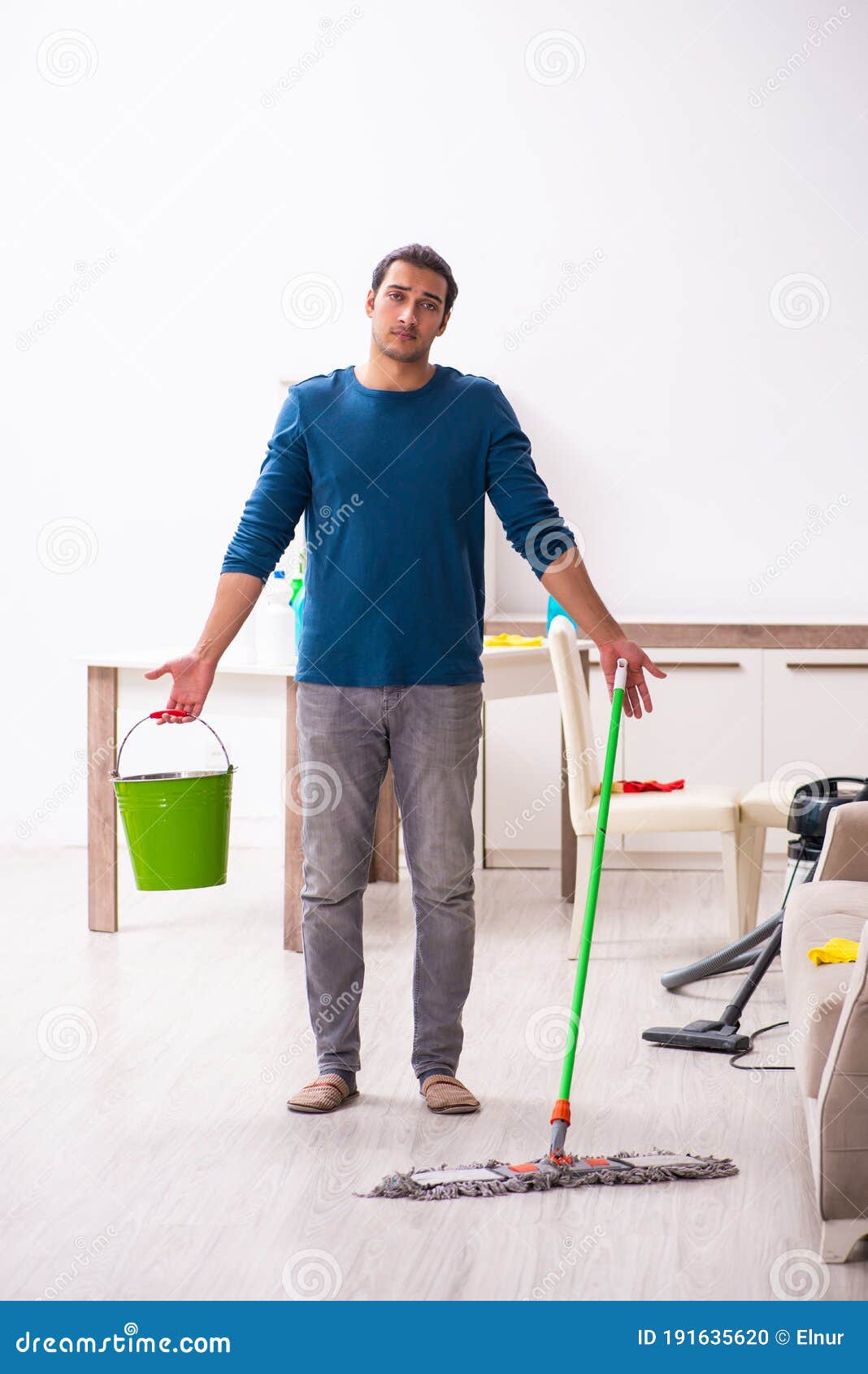 Young Man Husband Doing Housework at Home Stock Photo - Image of good ...