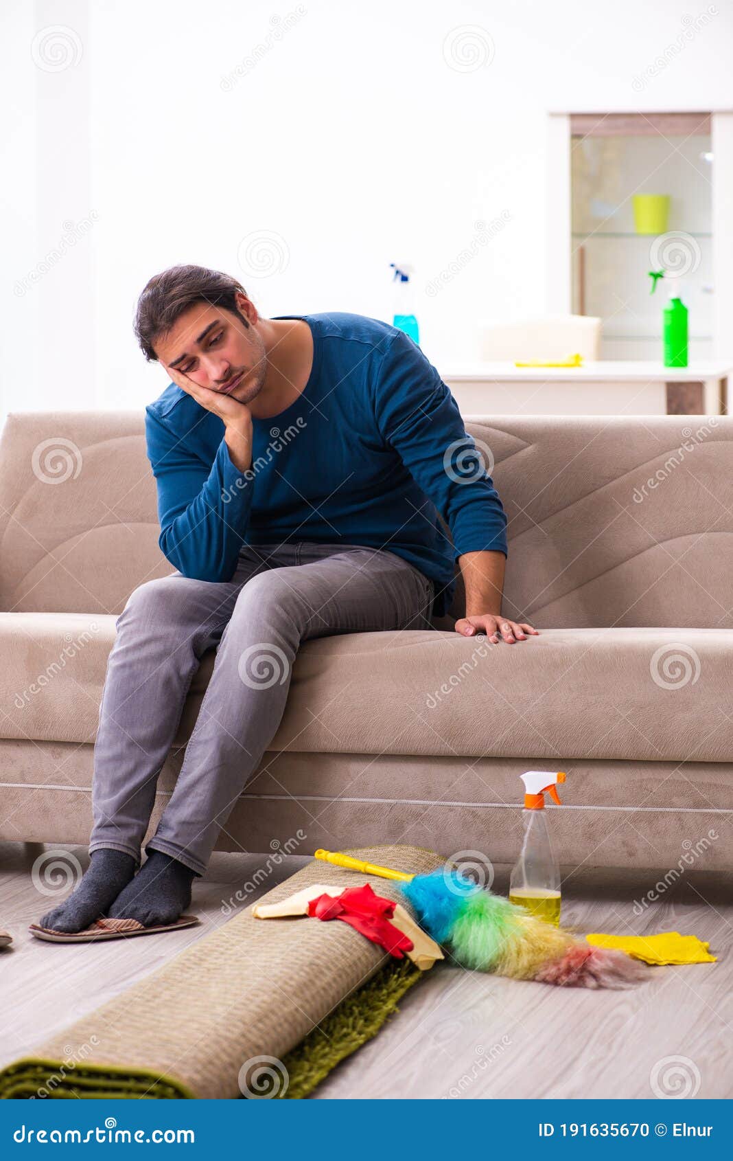 Young Man Husband Doing Housework at Home Stock Photo - Image of chores ...
