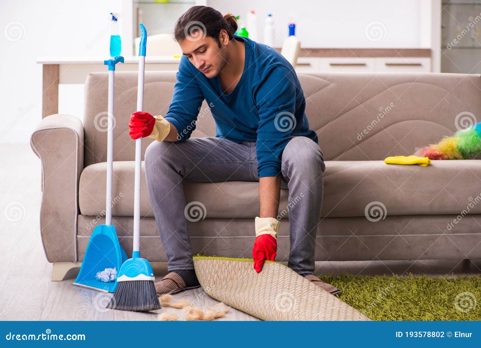 Young Man Husband Doing Housework at Home Stock Photo - Image of mess ...
