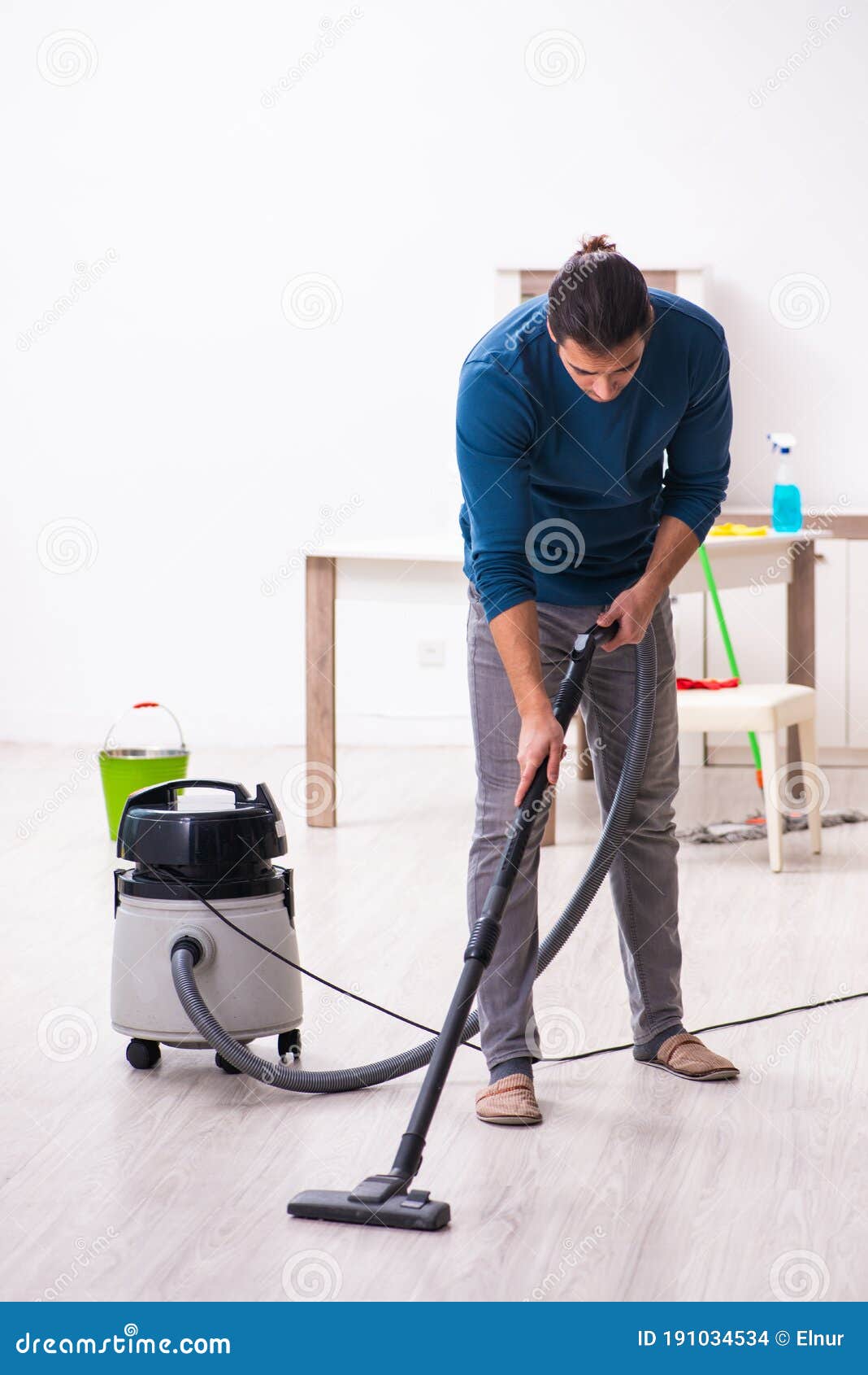 Young Man Husband Doing Housework at Home Stock Photo - Image of ...