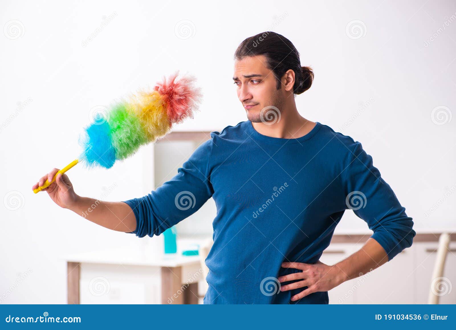 Young Man Husband Doing Housework at Home Stock Photo - Image of ...