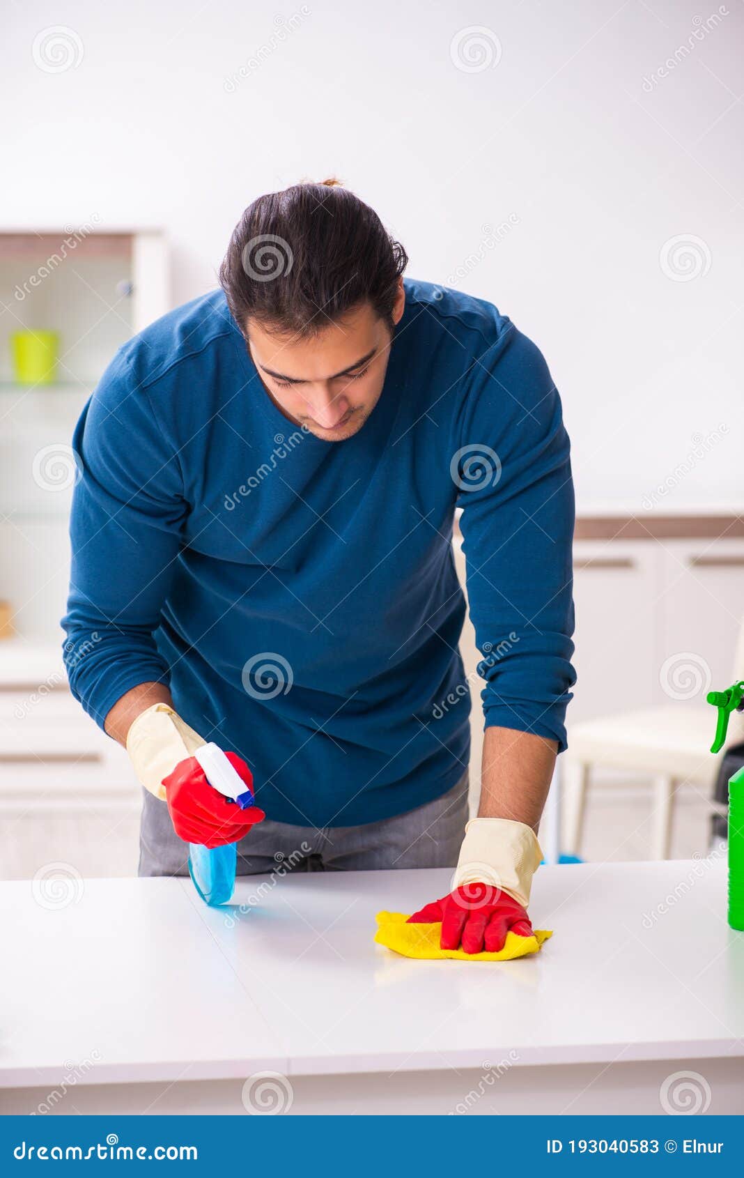 Young Man Husband Doing Housework at Home Stock Image - Image of home ...