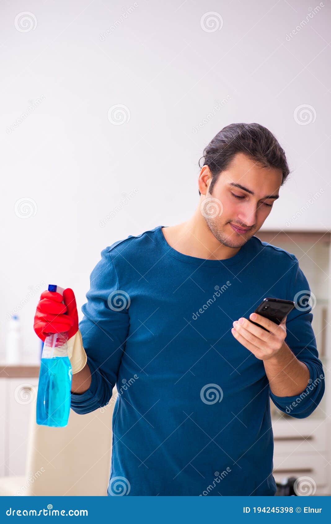 Young Man Husband Doing Housework at Home Stock Photo - Image of ...