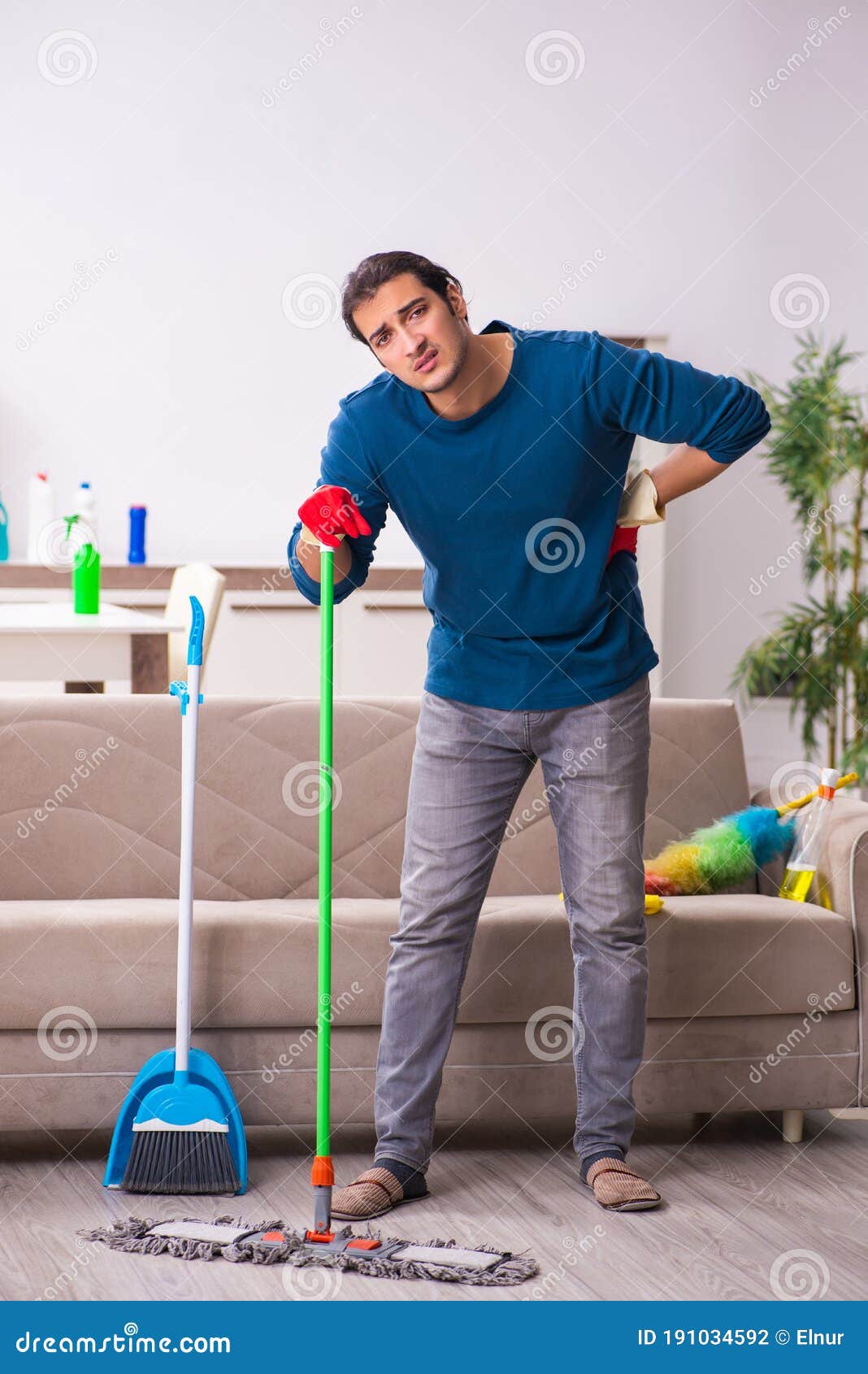 Young Man Husband Doing Housework at Home Stock Photo - Image of ...