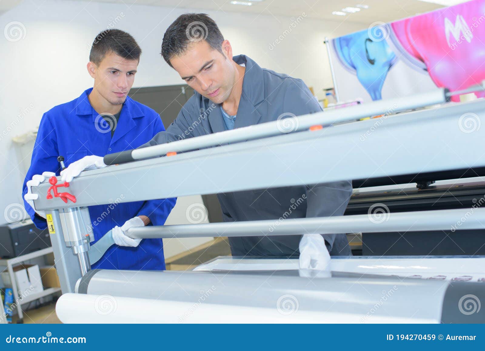 Young Man in and Industrial Printing Machine Stock Image - Image of ...