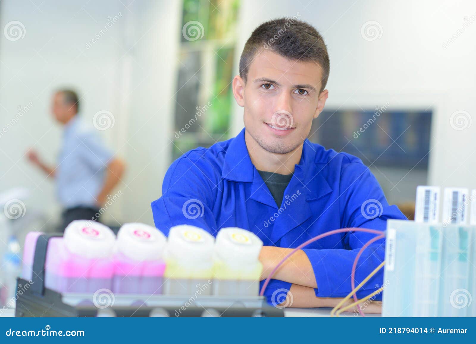 Young man with ink stock photo. Image of operator, young - 218794014