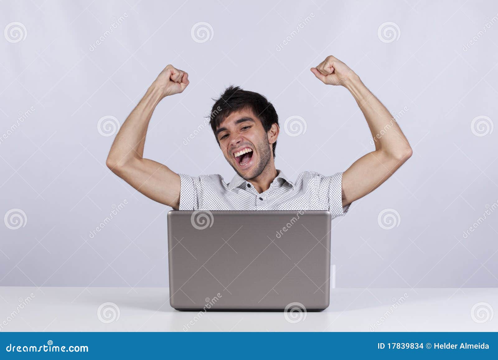 Young man internet success stock photo. Image of laptop - 17839834