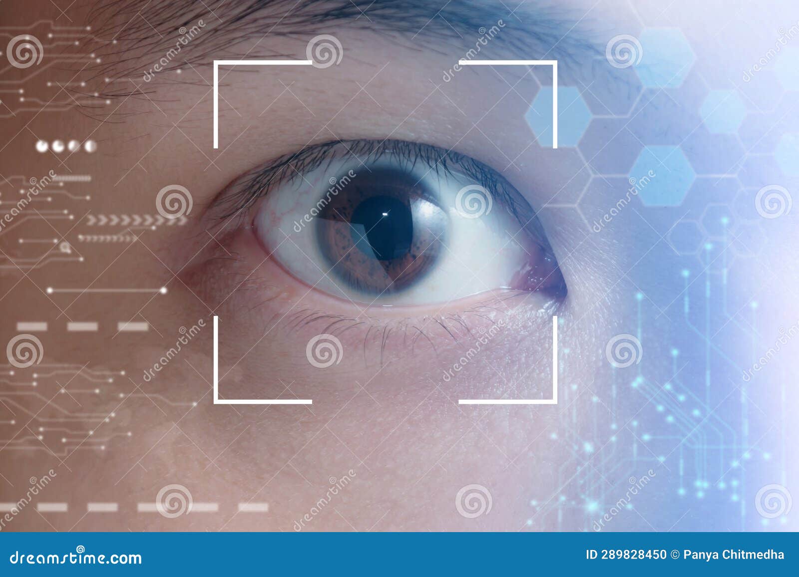 Young Man with Iris Scan, Change Management Concept in Digital World ...