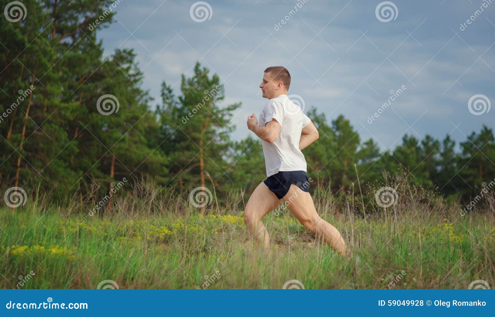 Young Man Jogging Outdoors. Stock Photo - Image of summer, fitness ...