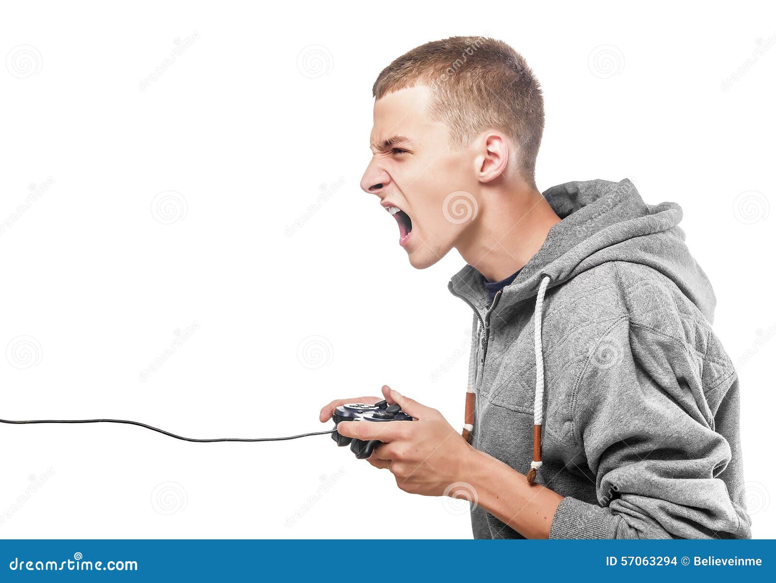 Young man with a joystick stock photo. Image of black - 57063294