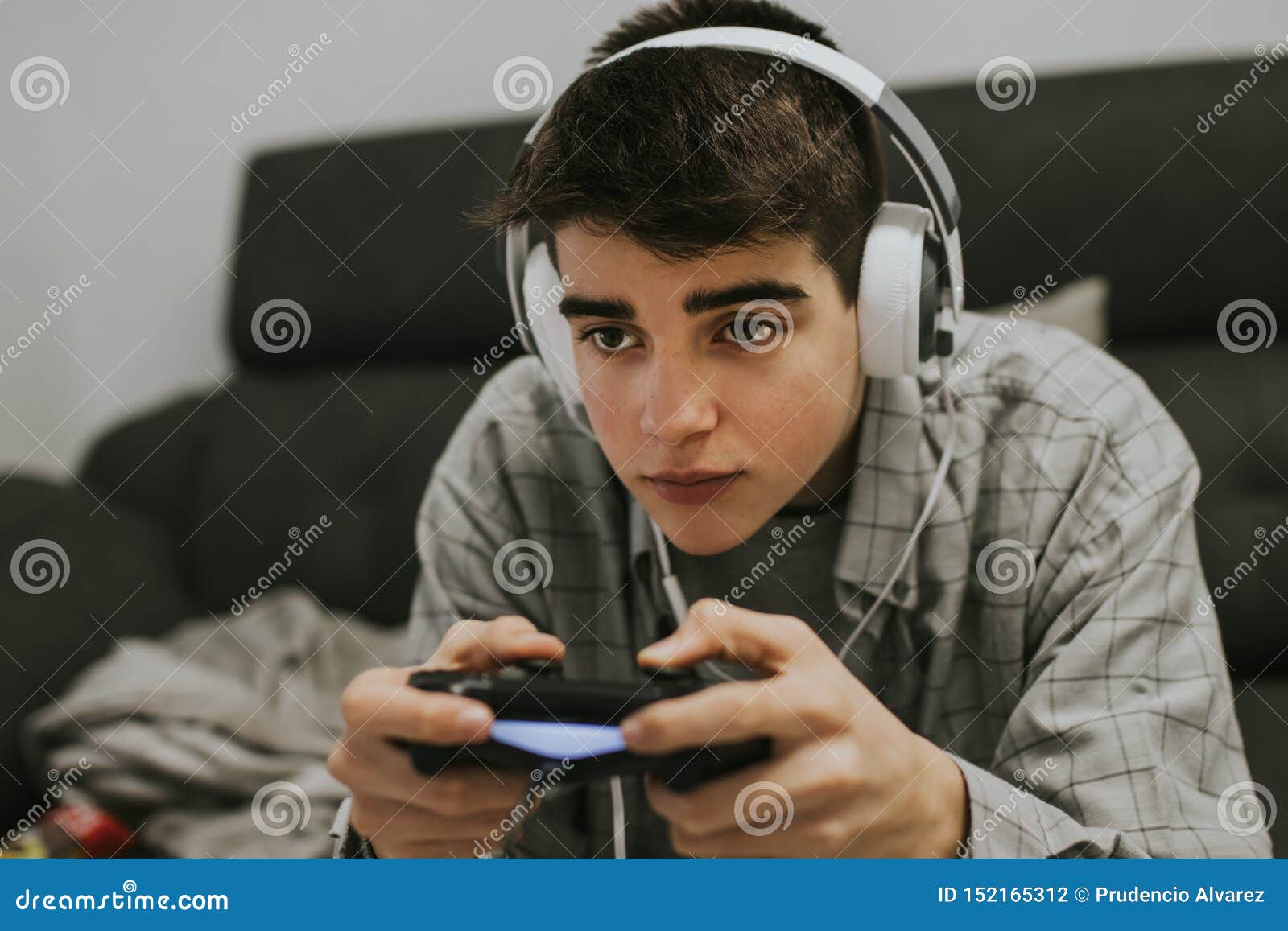 Young Man with the Joystick Playing Stock Photo - Image of control ...