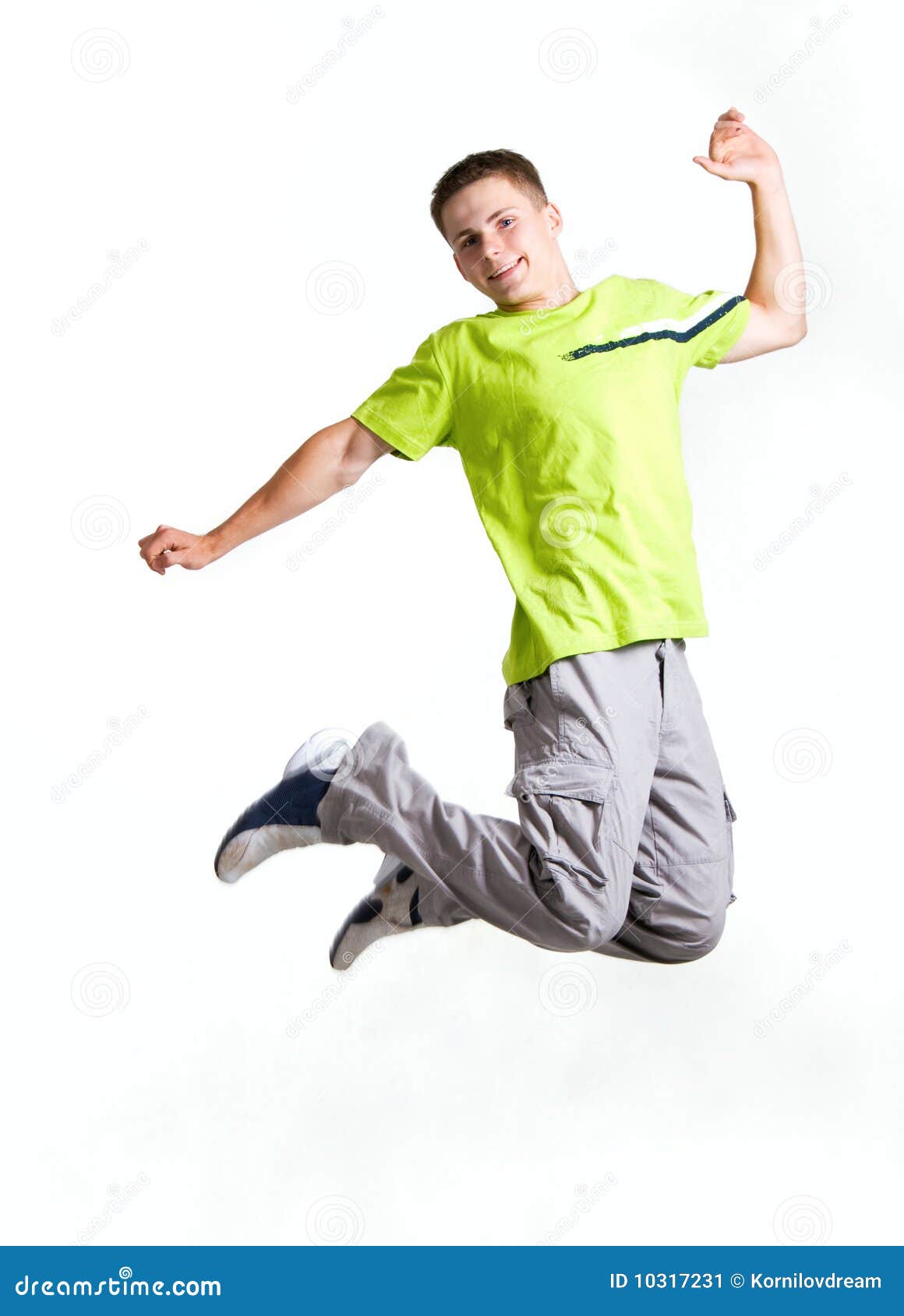 Young man jumping stock image. Image of clothing, beautiful - 10317231