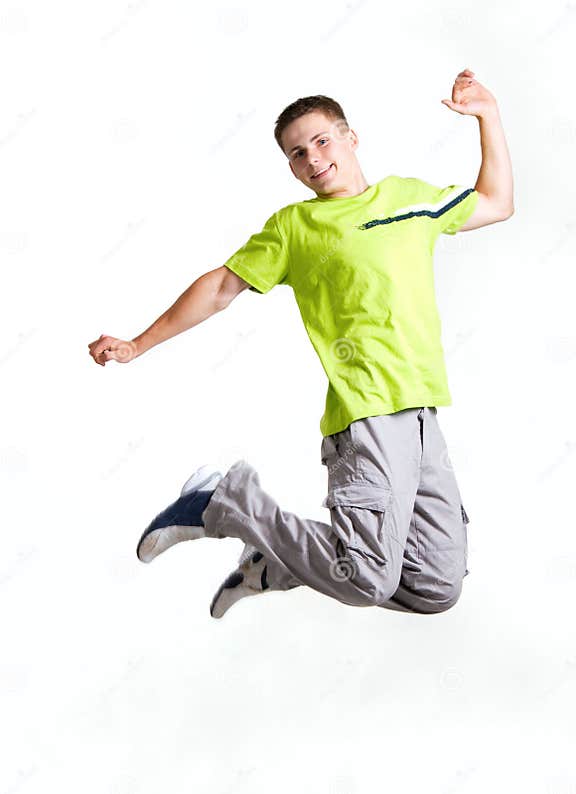 Young man jumping stock image. Image of clothing, beautiful - 10317231