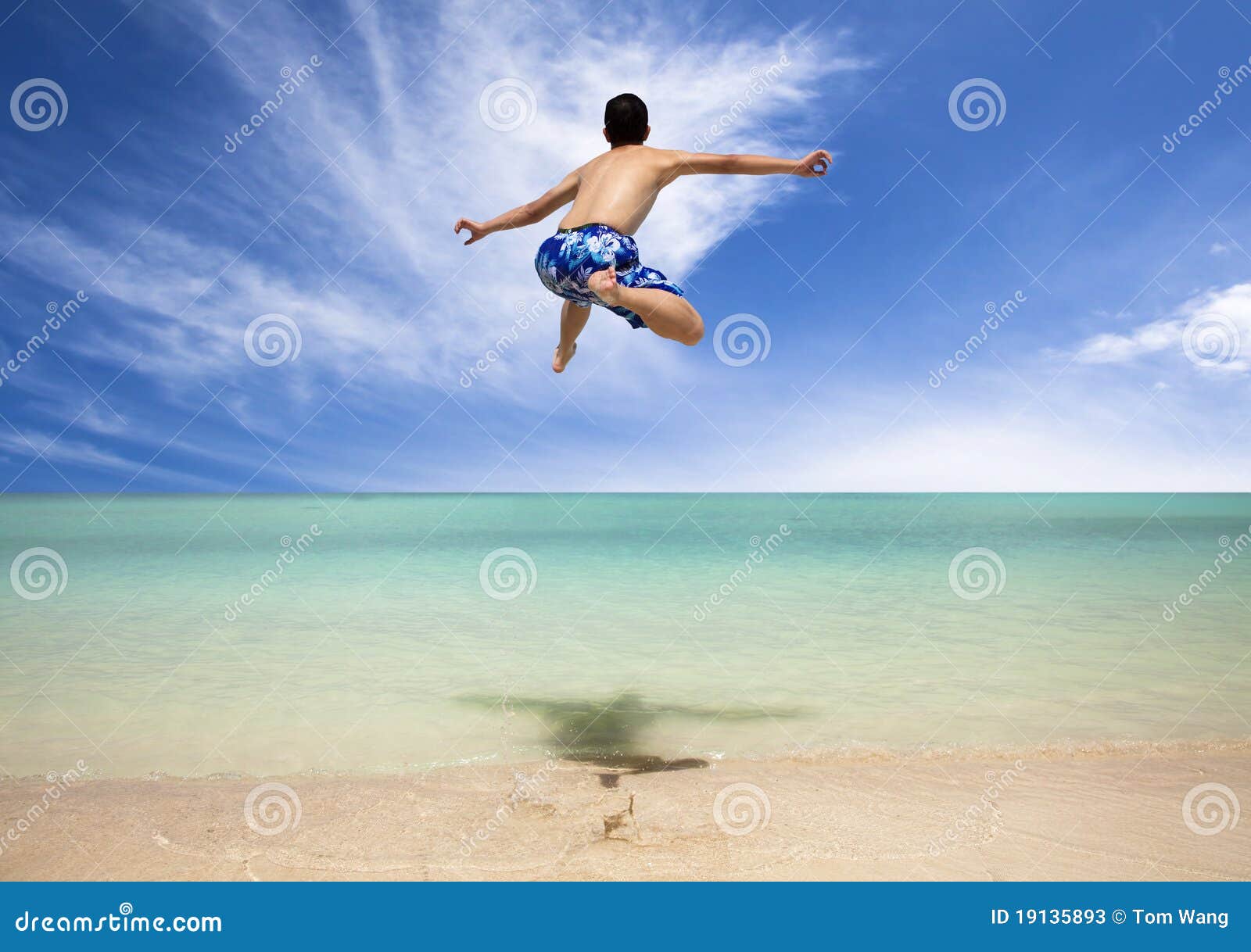 Young Man Jumping on the Beach Stock Image - Image of lifestyle ...
