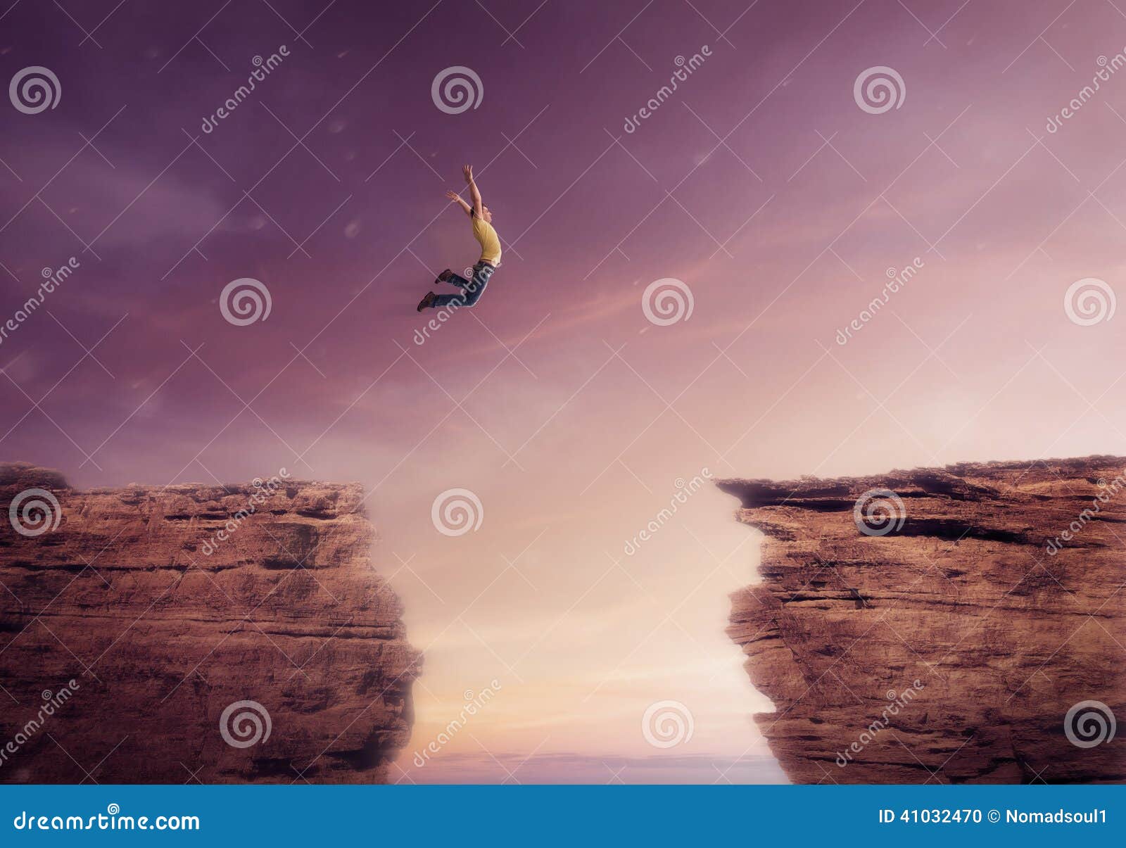 Young Man Jumping Off a Cliff Stock Photo - Image of person, male: 41032470