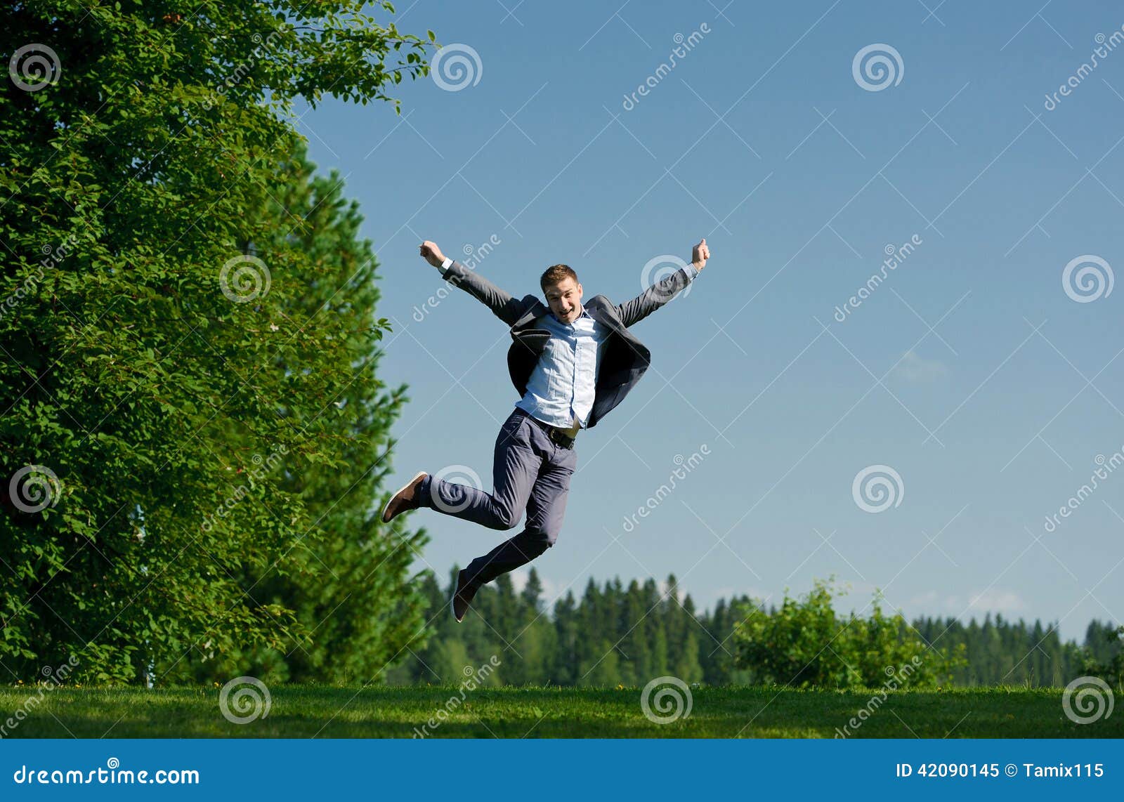 Young man jumping outside stock image. Image of spring - 42090145