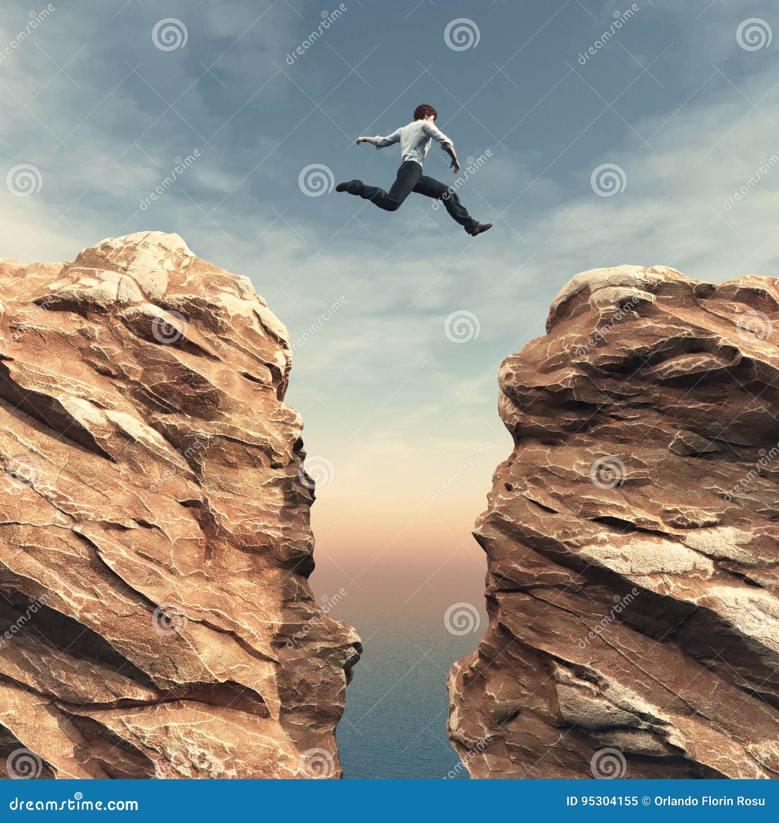 Young man jumping stock illustration. Illustration of nature - 95304155